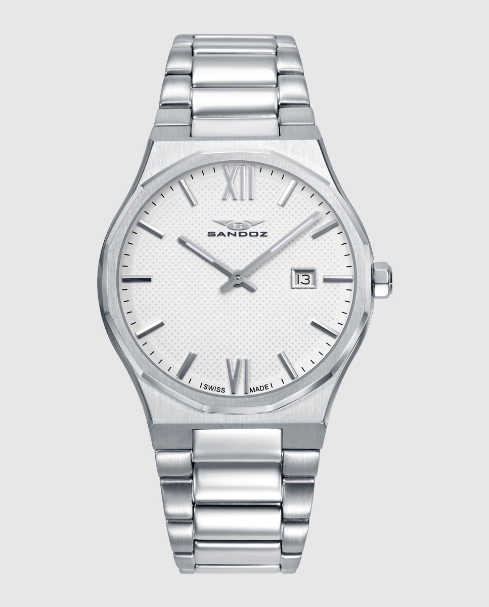 Reloj de hombre con caja y brazalete de acero Plateado Sandoz · El ...