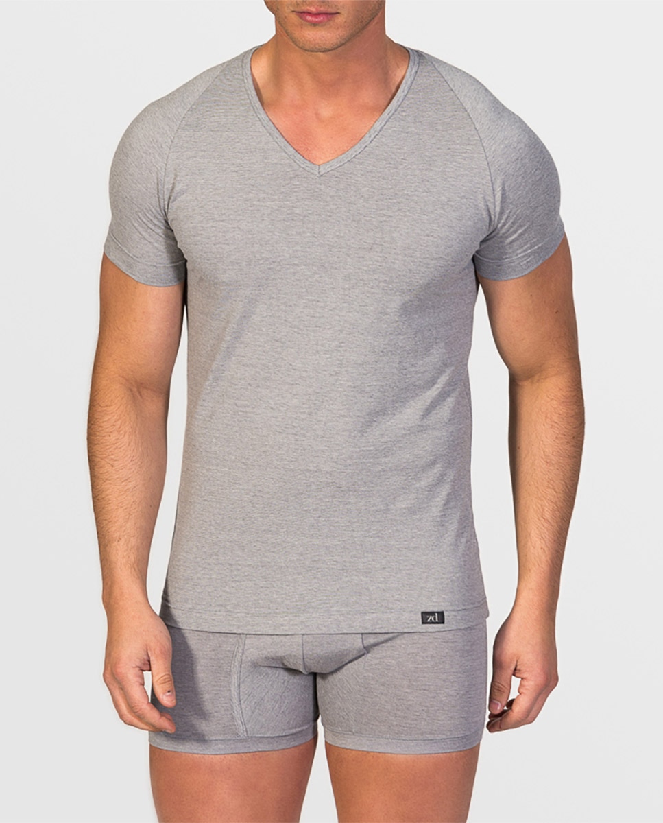 Camiseta interior de hombre de algodón egipcio de manga corta y cuello ...