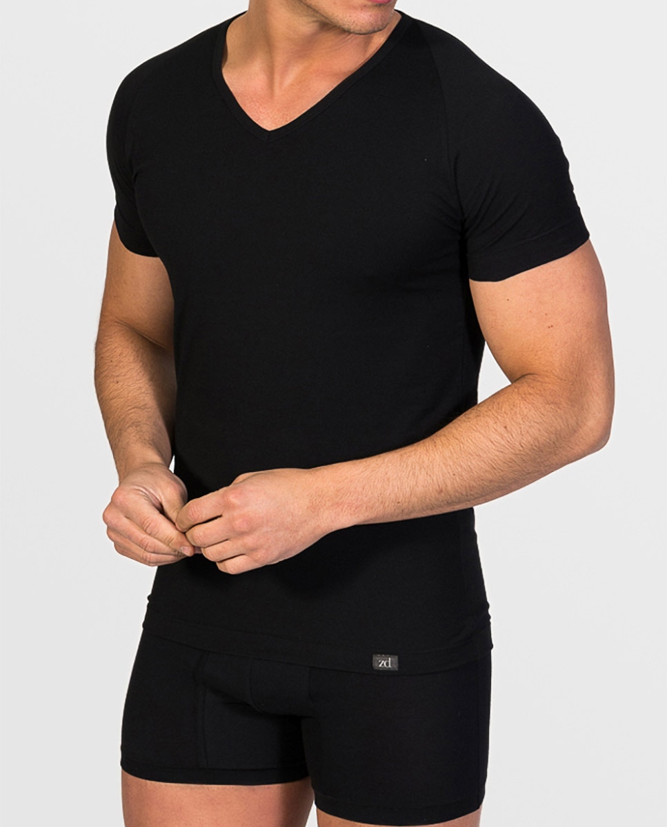 Camiseta interior de hombre de algodón egipcio de manga corta y cuello ...