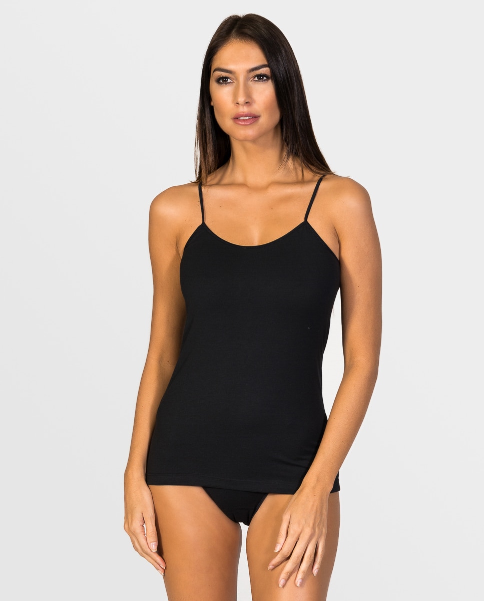 Camiseta interior de mujer en tejido ecofriendly de tirantes Negro ZD ...