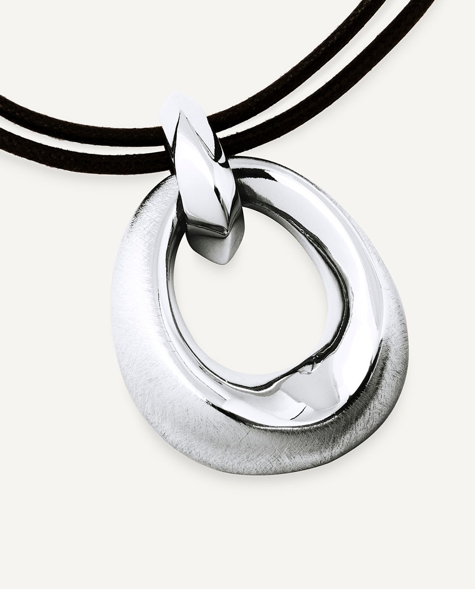 Colgante oval volumen textura dual bañado en plata de ley 925 Plata ...