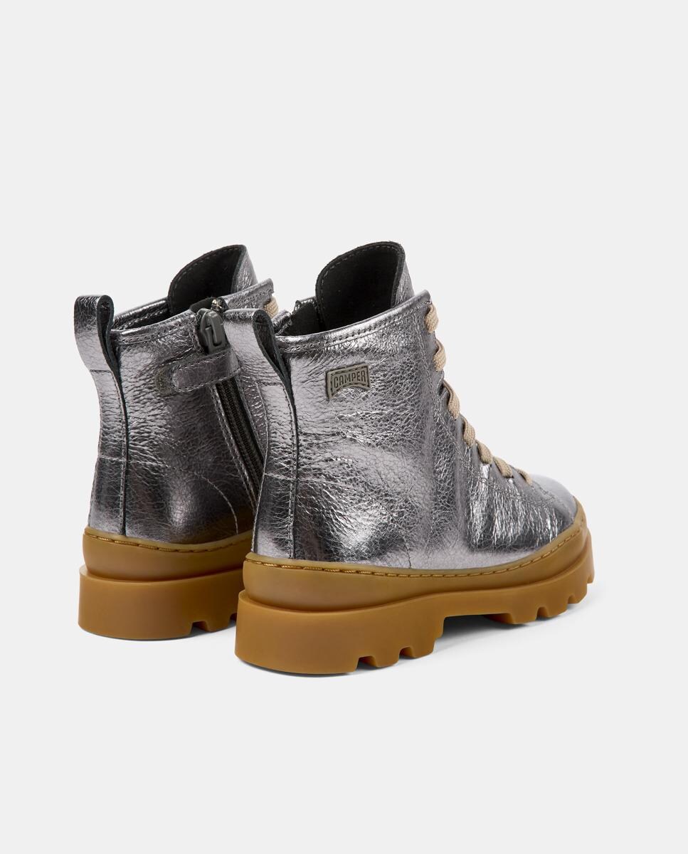 Botines de niños Brutus de piel con cordones y suela dentada · Camper ...
