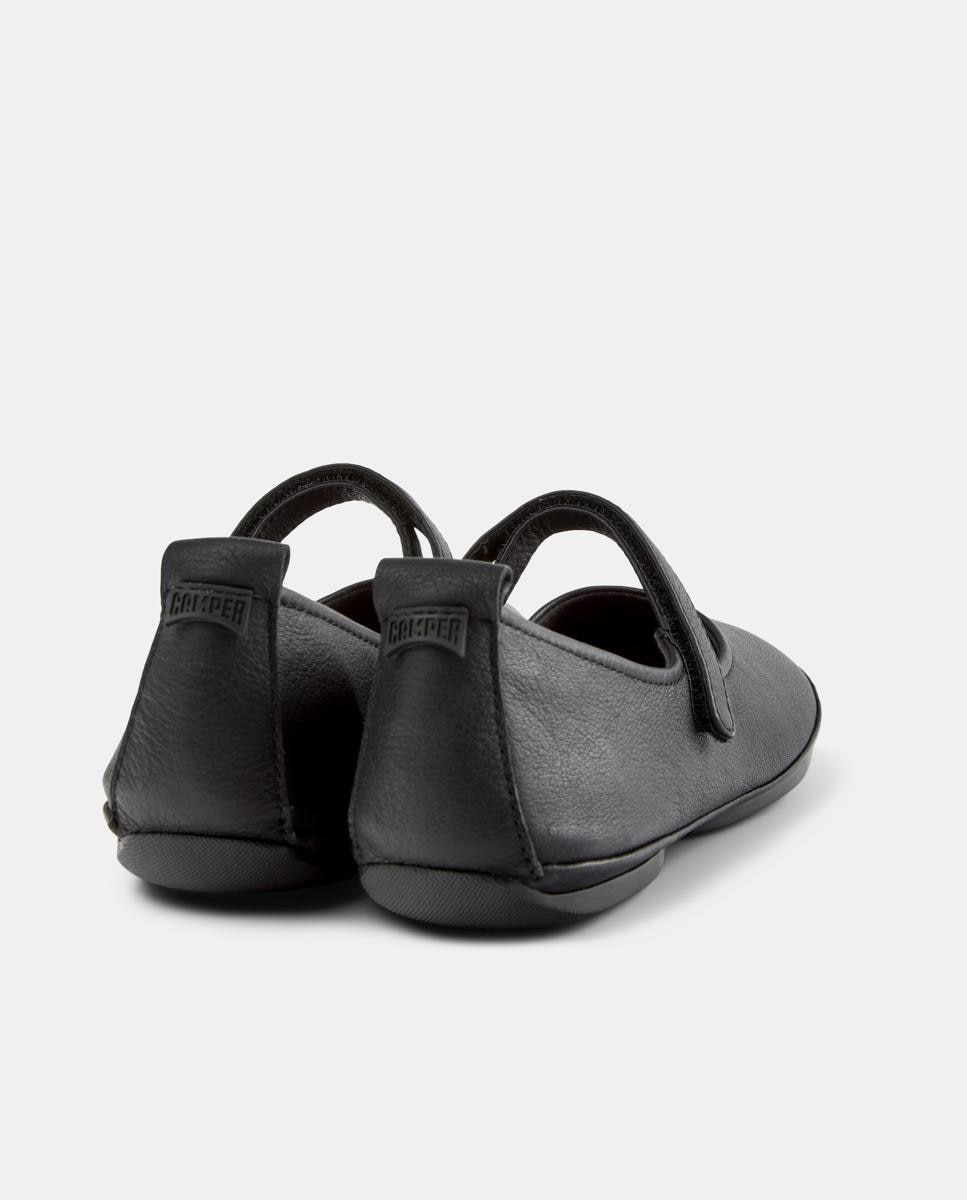 Merceditas planas de mujer right nina de piel con tira ajustable Negro ...
