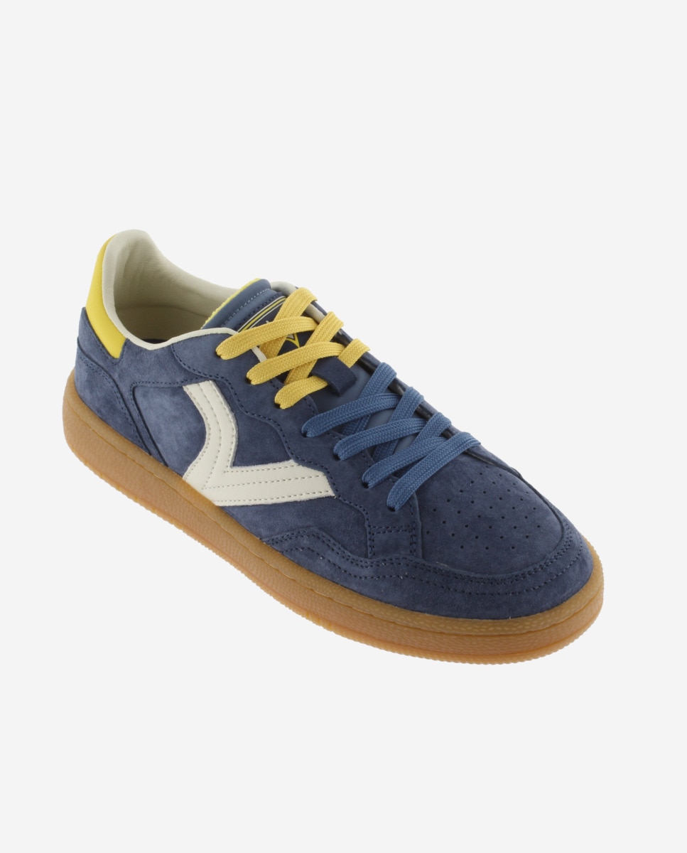 Deportivas hombre de serraje con piezas en contraste y suela caramelo ...