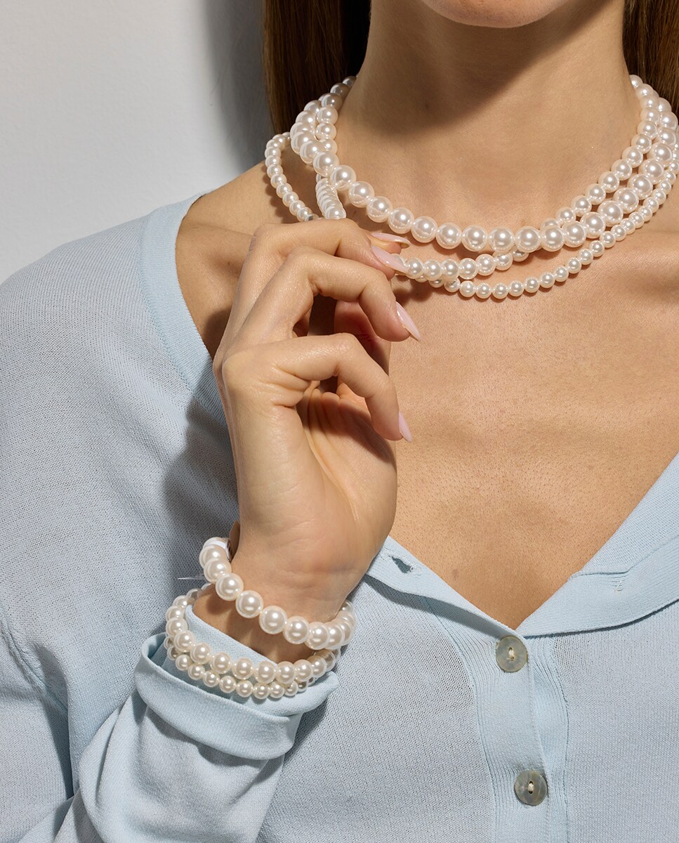 Pulsera Essential acabada en oro de 18k con perla blanca · Luxenter ...