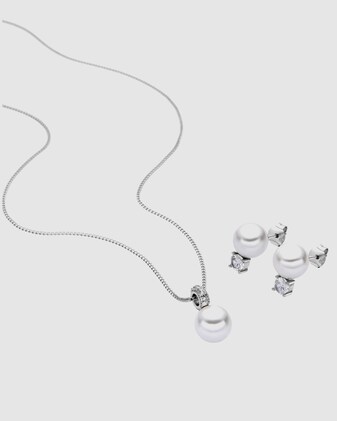 Set essential acabado en rodio con perla blanca · Luxenter · El Corte ...