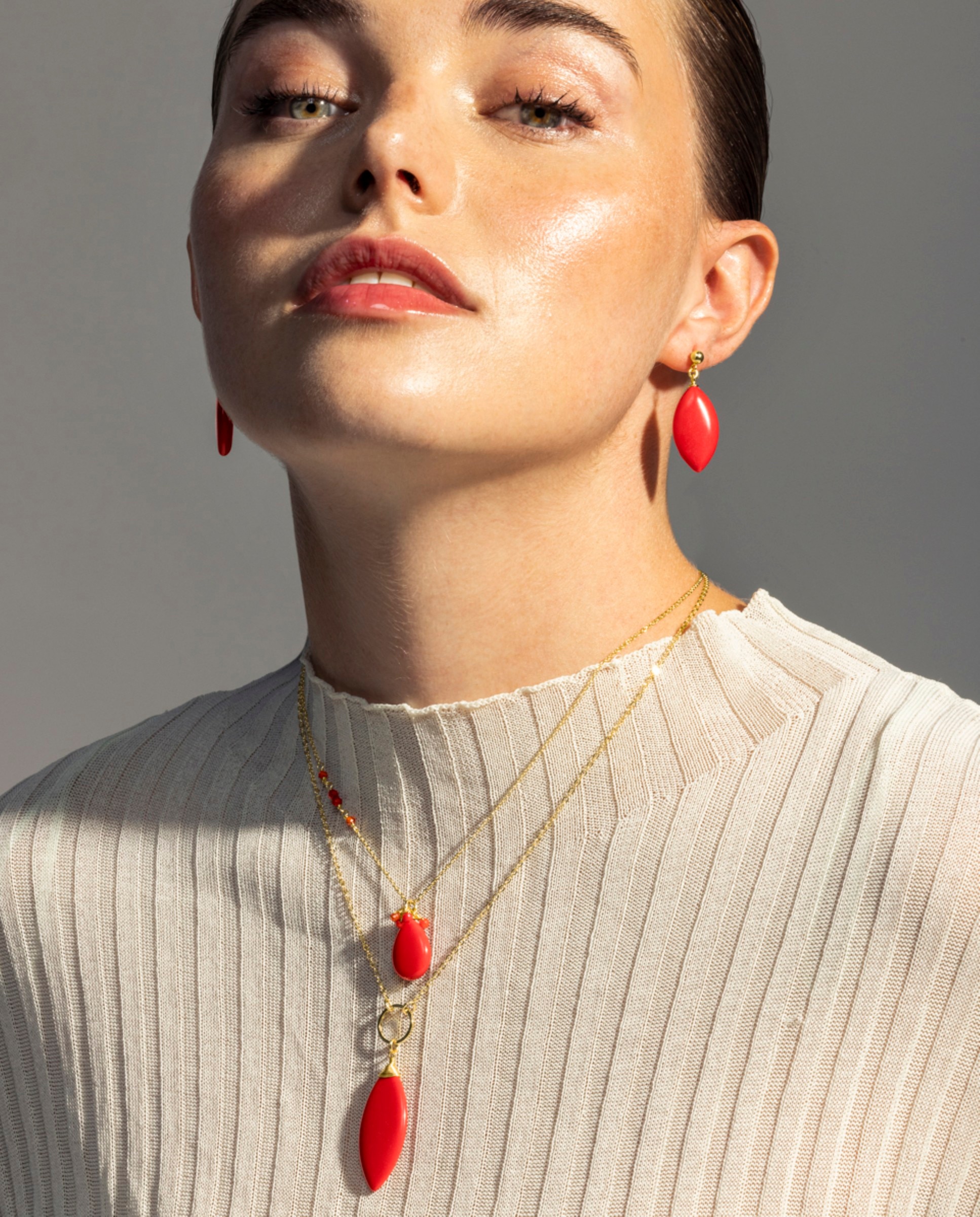 Collar áfrica moda acabado en oro de 18 quilates con coral Rojo ...