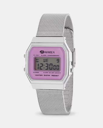 Reloj digital de mujer B35313/3 correa esterilla de acero y esfera lila · Marea · El Corte Inglés