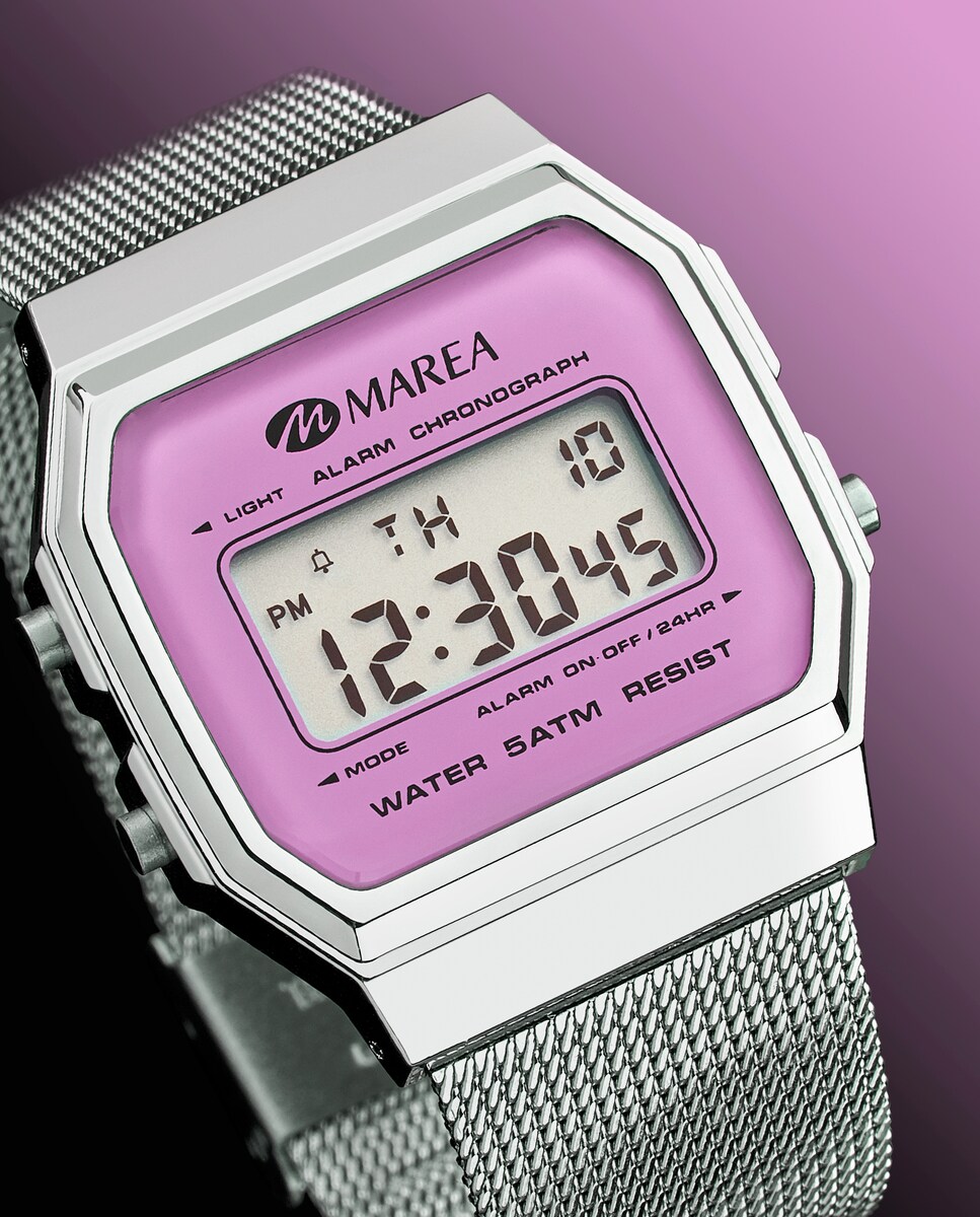 Reloj digital de mujer B35313/3 correa esterilla de acero y esfera lila · Marea · El Corte Inglés