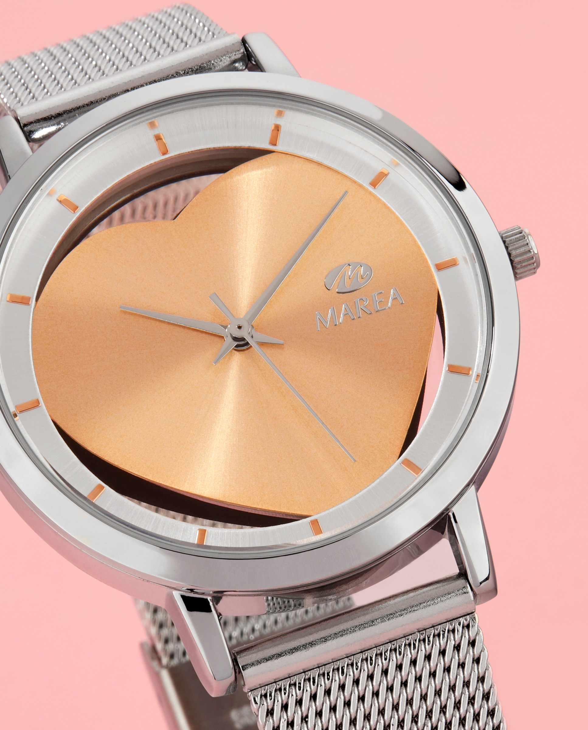 Reloj de mujer b41342/1 con malla milanesa de acero y esfera naranja ...