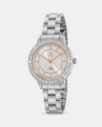 Reloj de mujer B41350/1 solar con correa de acero y esfera plateada · Marea · El Corte Inglés