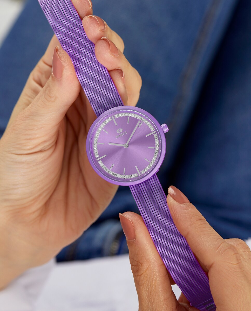 Reloj de mujer B41369/1 correa esterilla de acero en color lila y esfera lila · Marea · El Corte ...