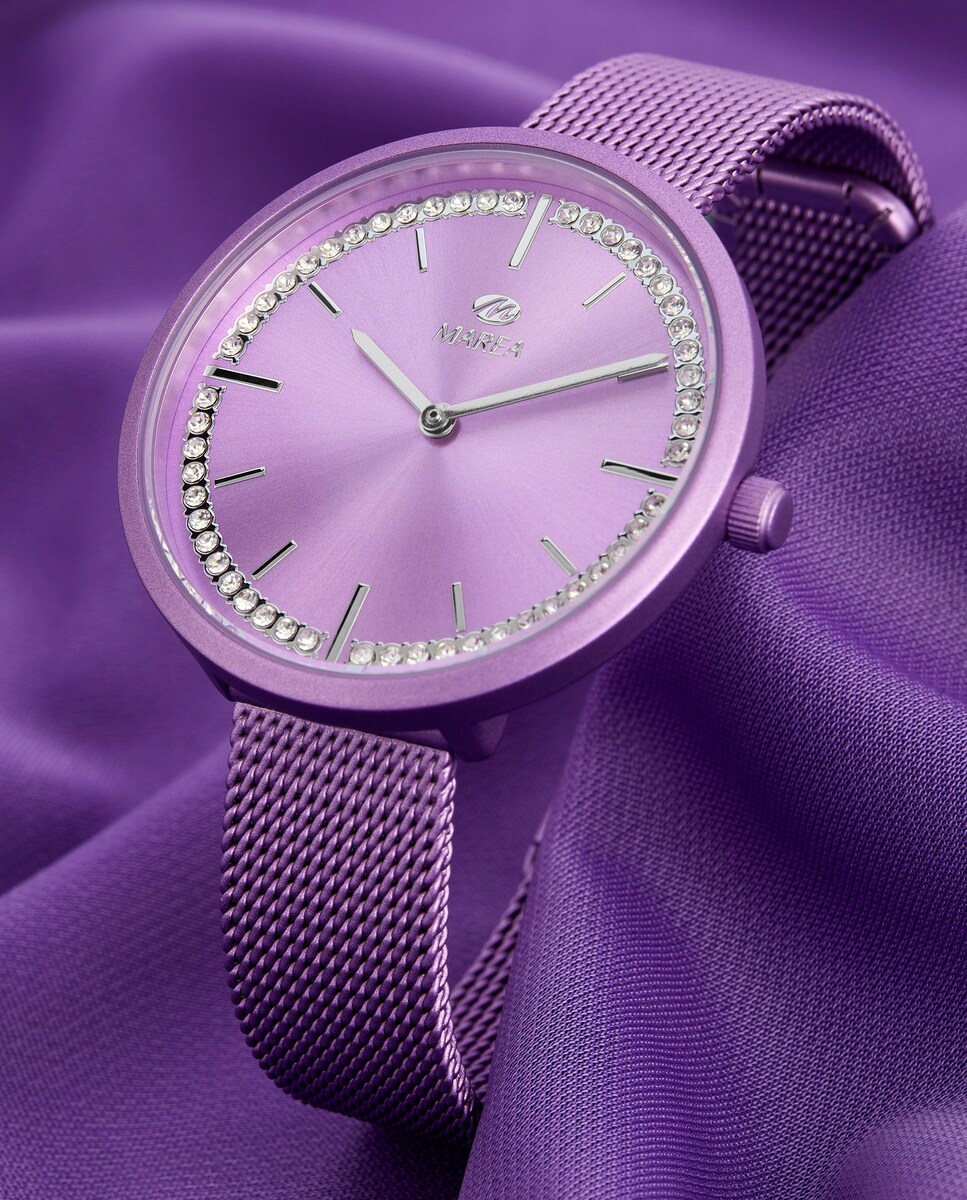 Reloj de mujer B41369/1 correa esterilla de acero en color lila y esfera lila · Marea · El Corte ...