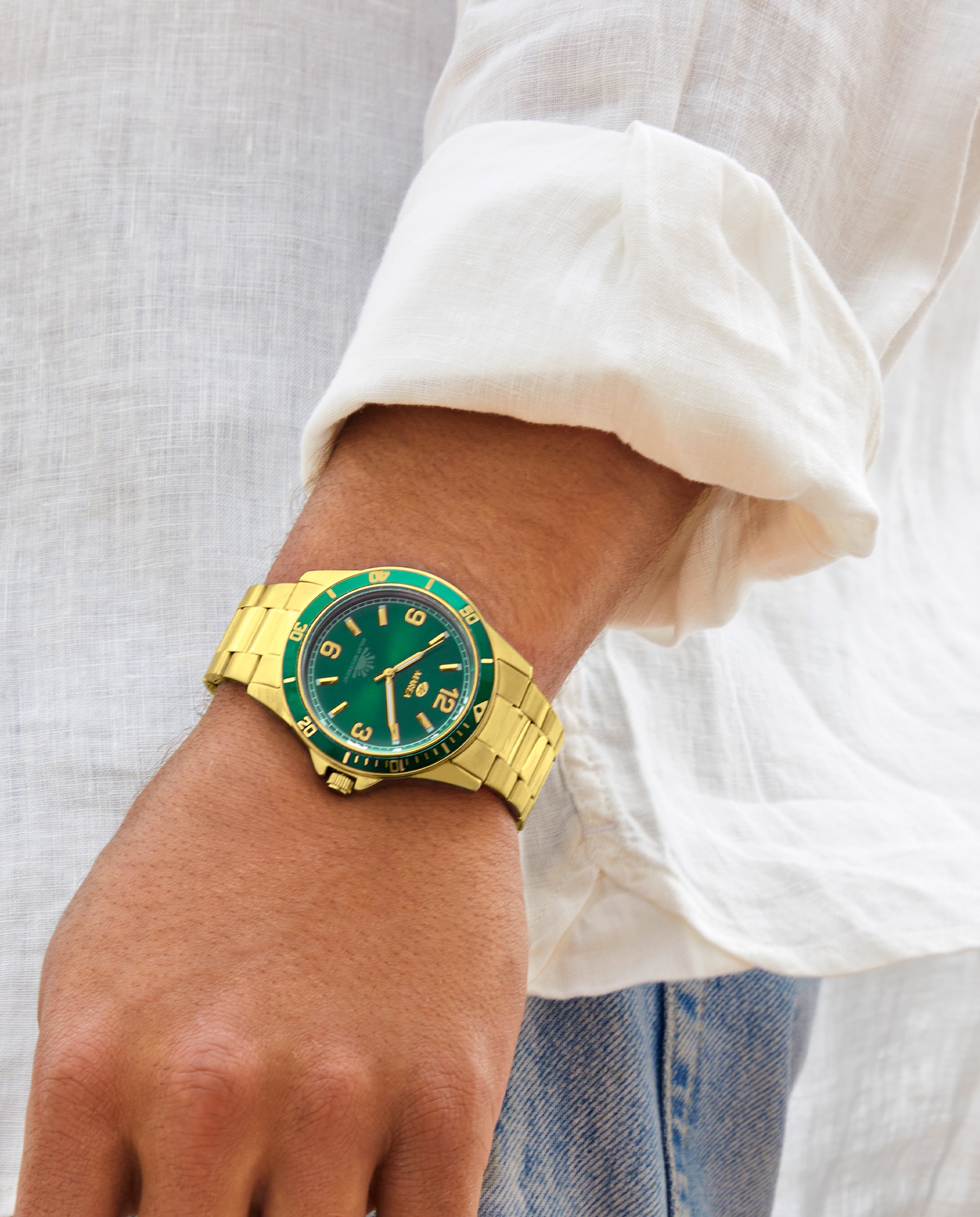 Reloj de hombre b41349/5 con correa de acero chapado y esfera verde ...