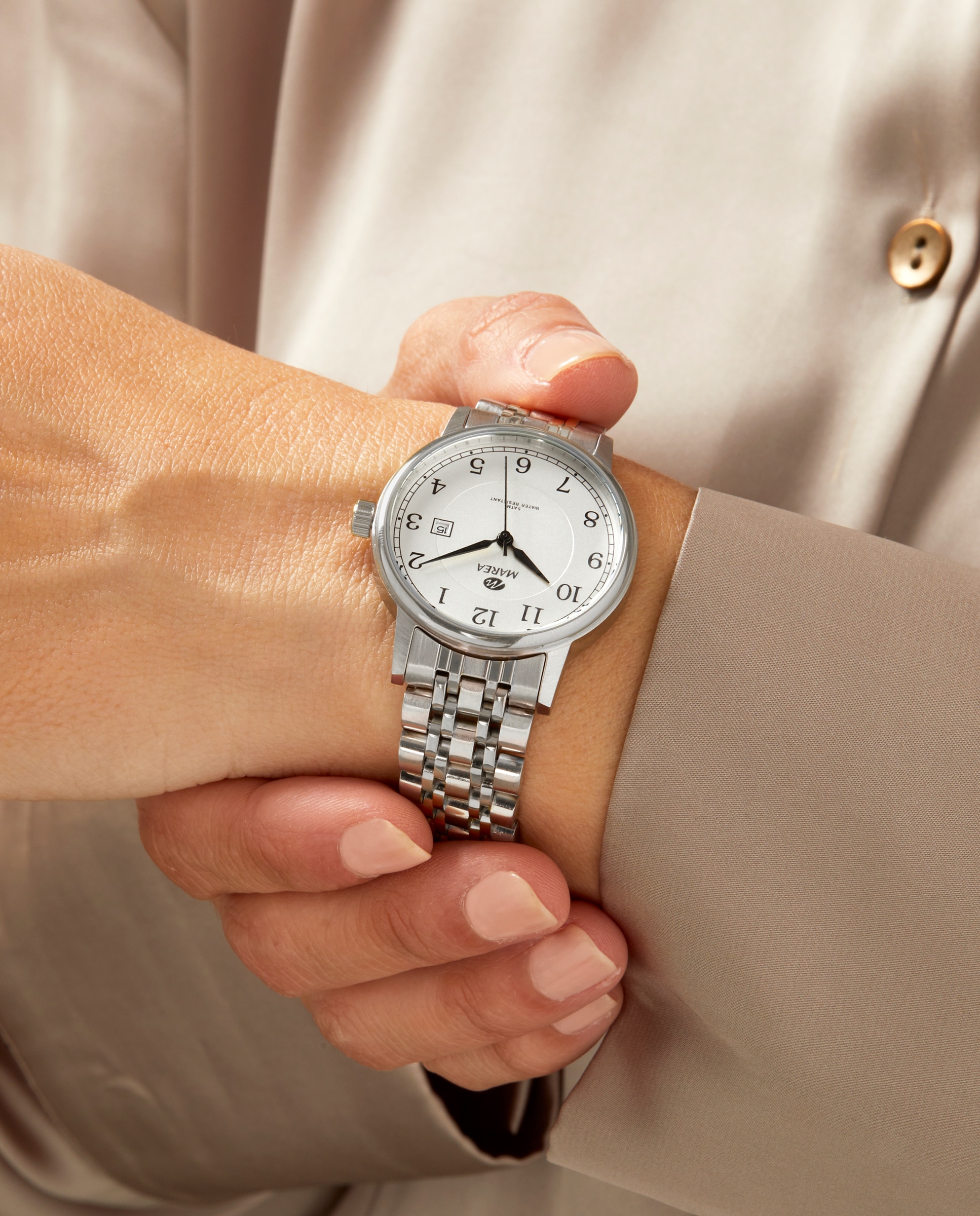 Reloj de mujer b36209/1 correa de acero y esfera blanca Plateado Marea ...
