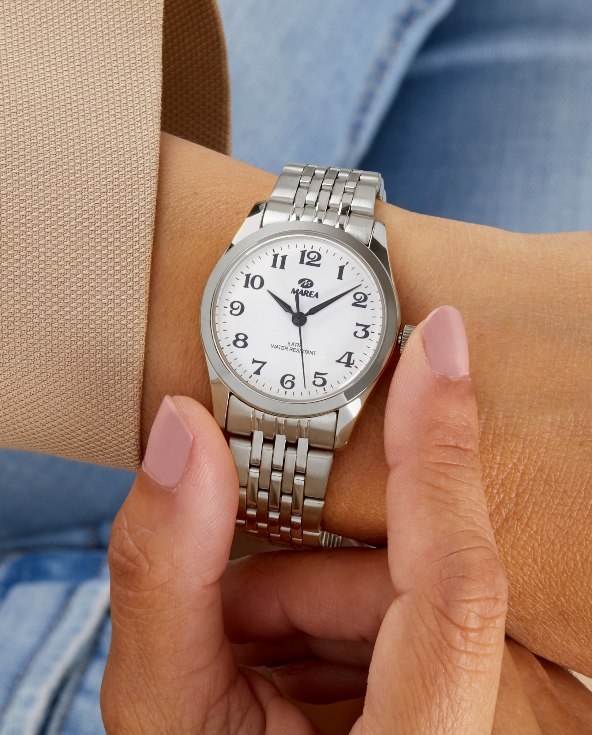 Reloj de mujer b21201/1 correa de acero y esfera blanca Plateado Marea ...