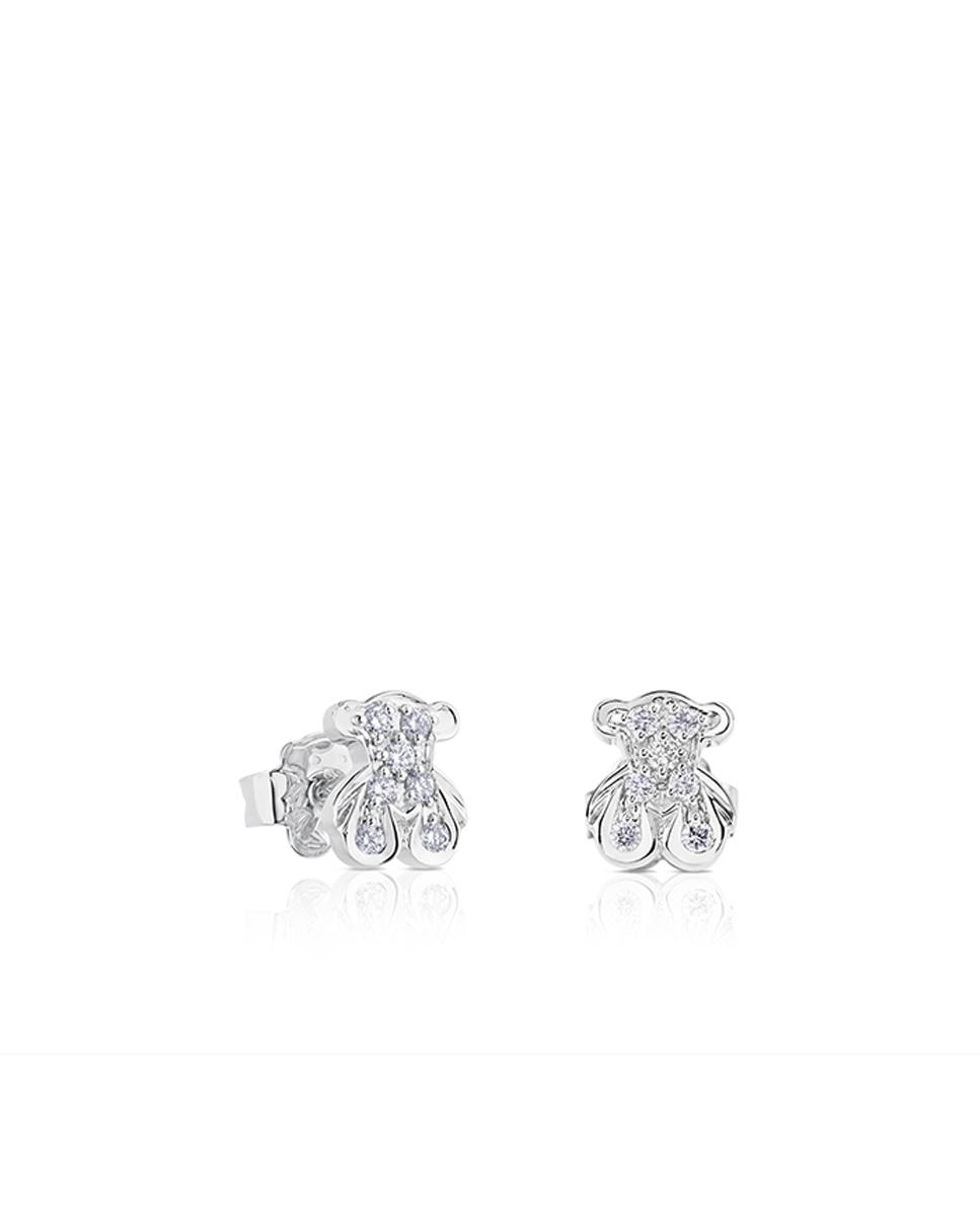 Pendientes sweetie en oro blanco con diamantes Blanco Tous · El Corte ...