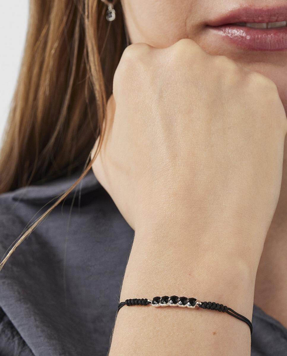 Pulsera Mini Onix de plata con ónix y cordón de color negro · Tous · El ...