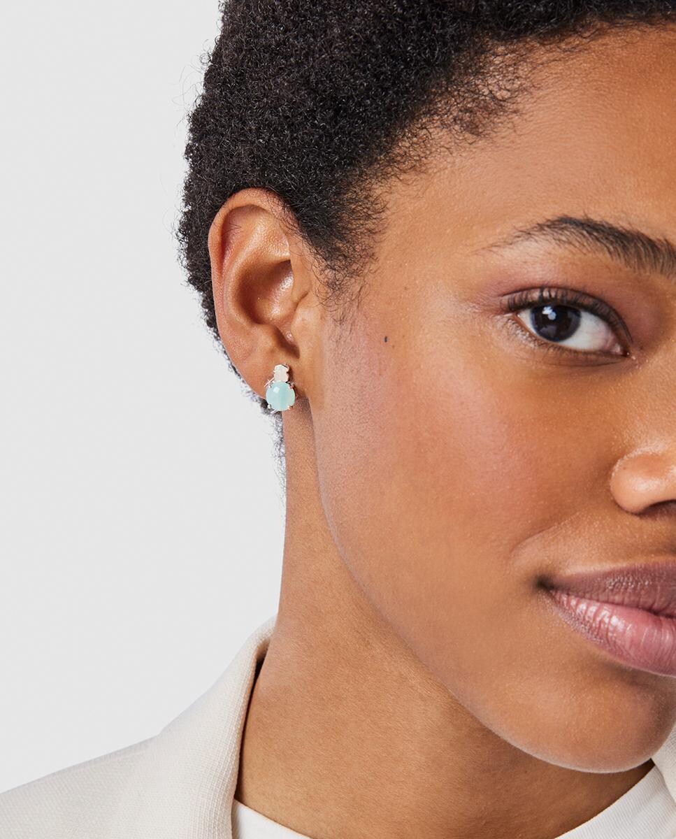 Pendientes Tuyo Mini Color de plata con amazonita y cuarzo rosa · Tous ...