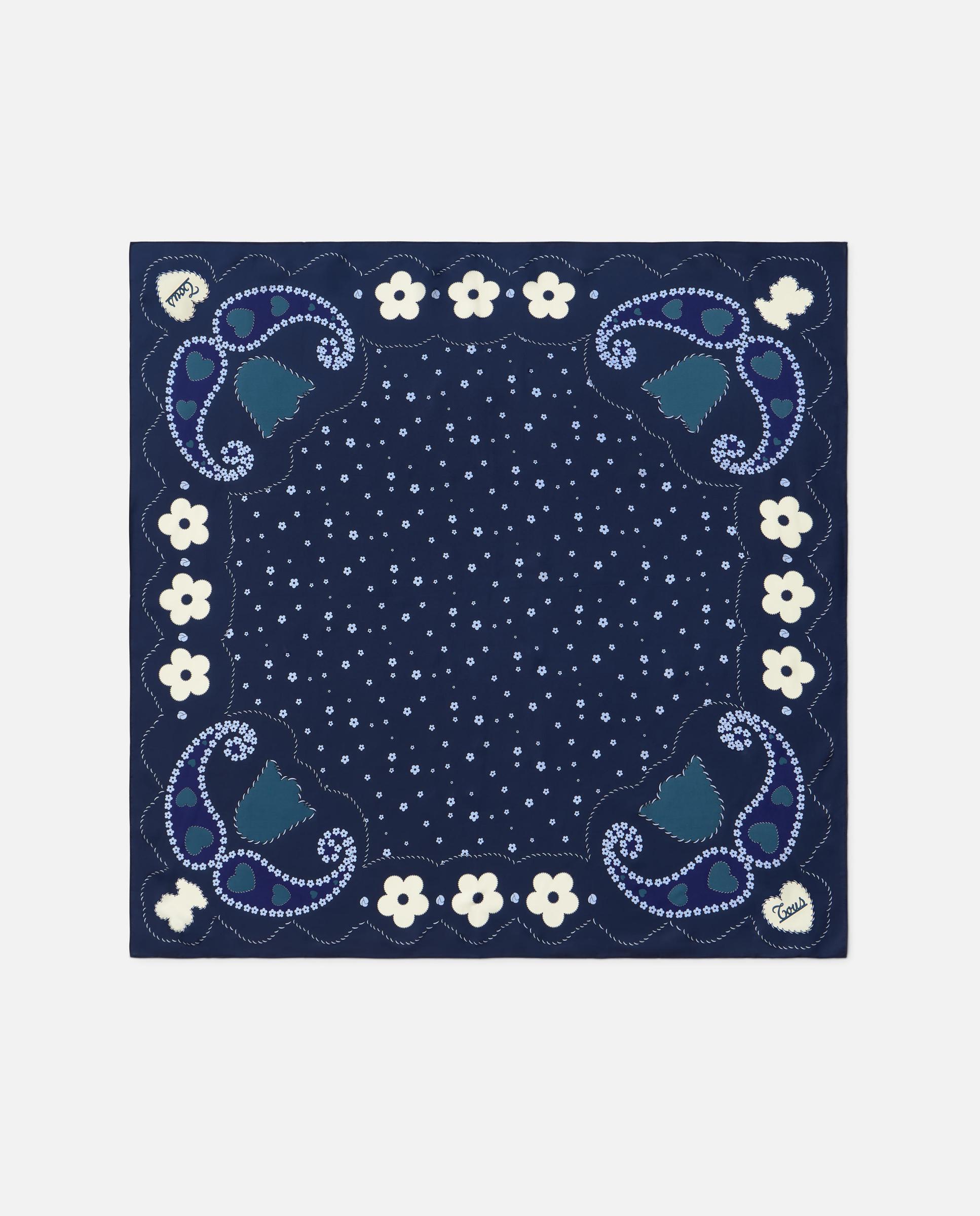 Pañuelo de mujer motifs paisley cuadrado grande con flores Azul marino ...