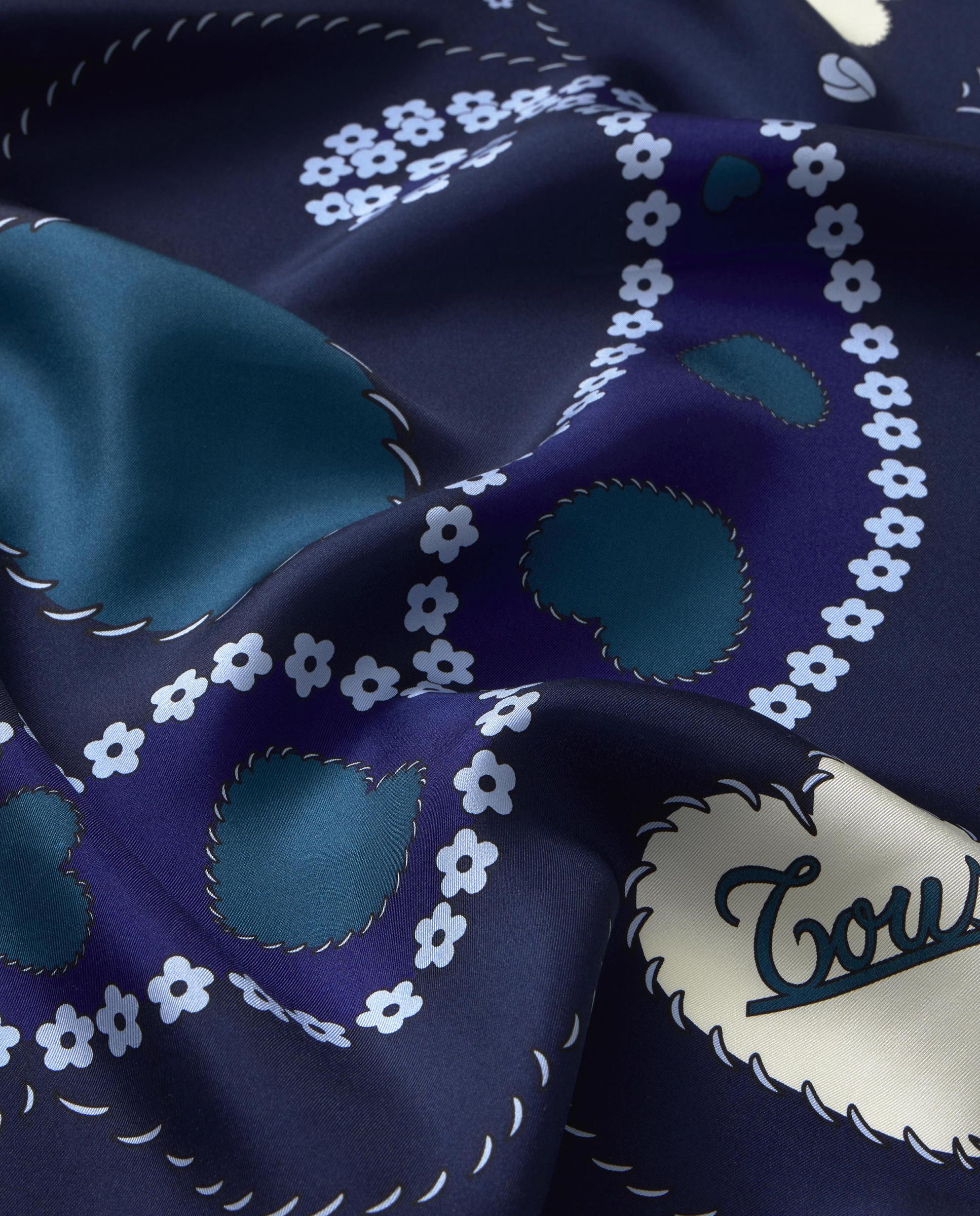 Pañuelo de mujer motifs paisley cuadrado grande con flores Azul marino ...
