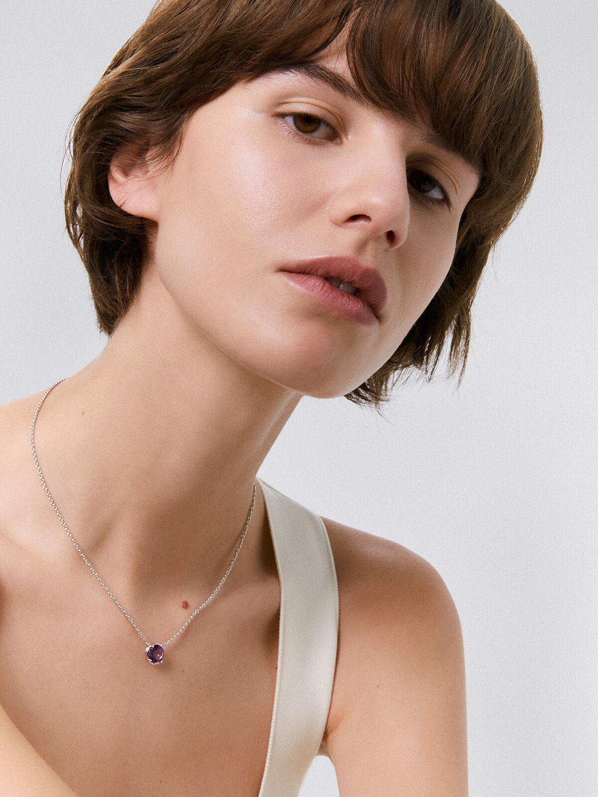 Colgante cadena de plata con amatista Morado SUAREZ · El Corte Inglés