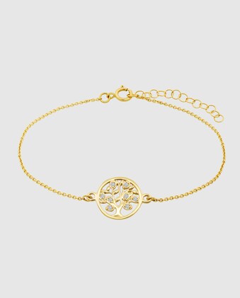 Pulsera HIN00168/18 Basics de oro 9K acabado brillo y motivo árbol de ...