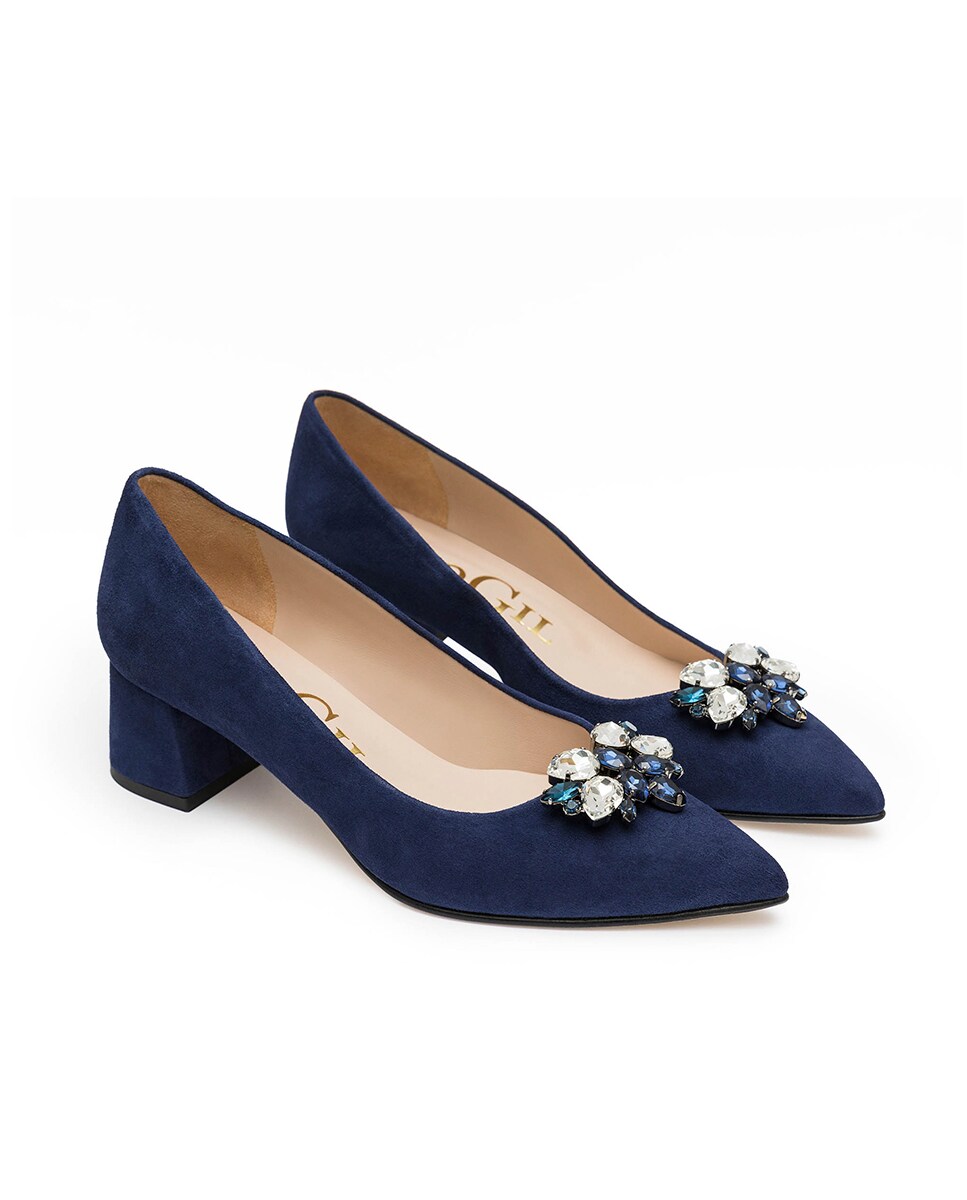 Zapatos de salón de mujer de piel con adorno de pedrería · Paco Gil ...