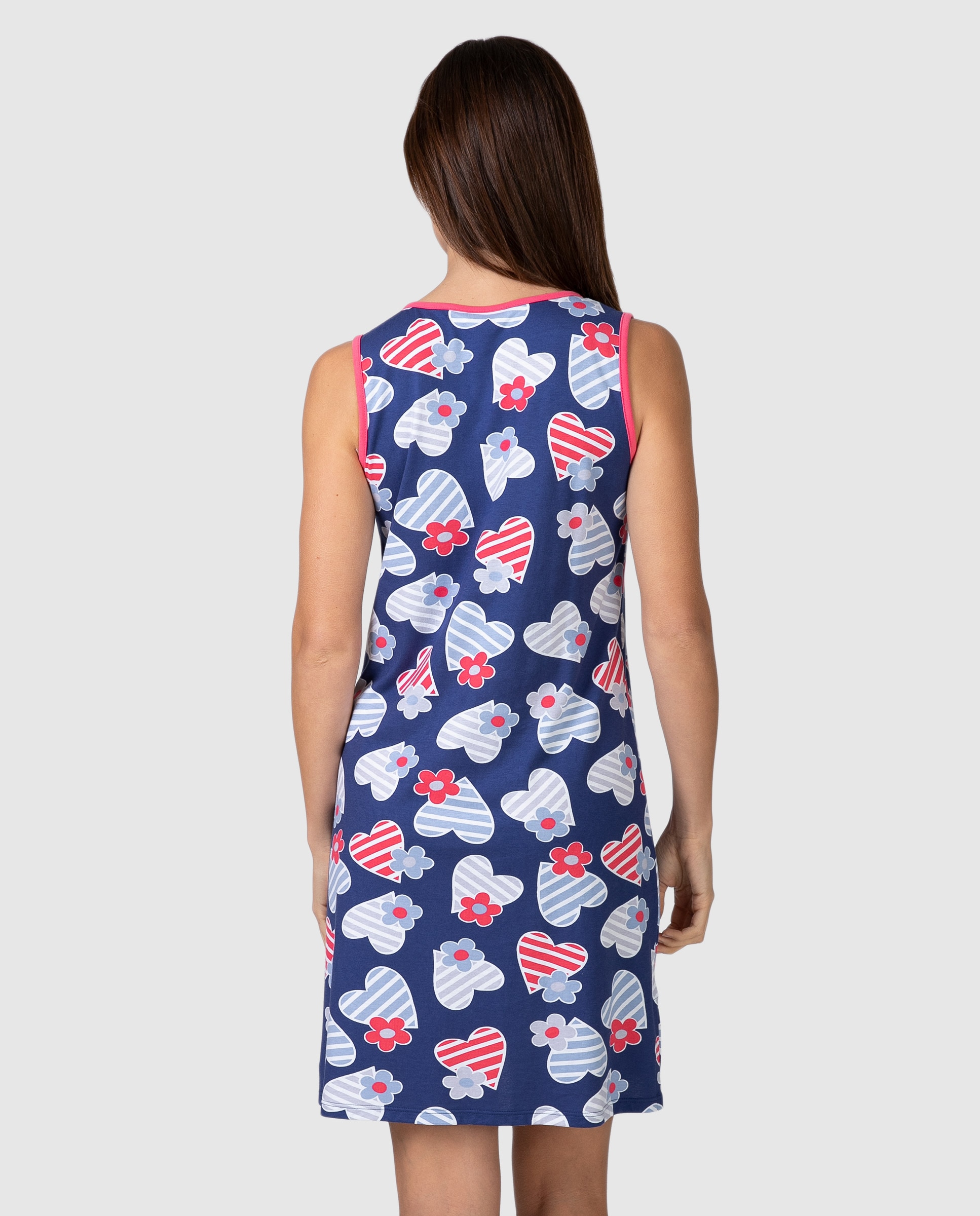 Camisón corto de mujer de tirantes con tapeta abotonada Azul / Blanco ...