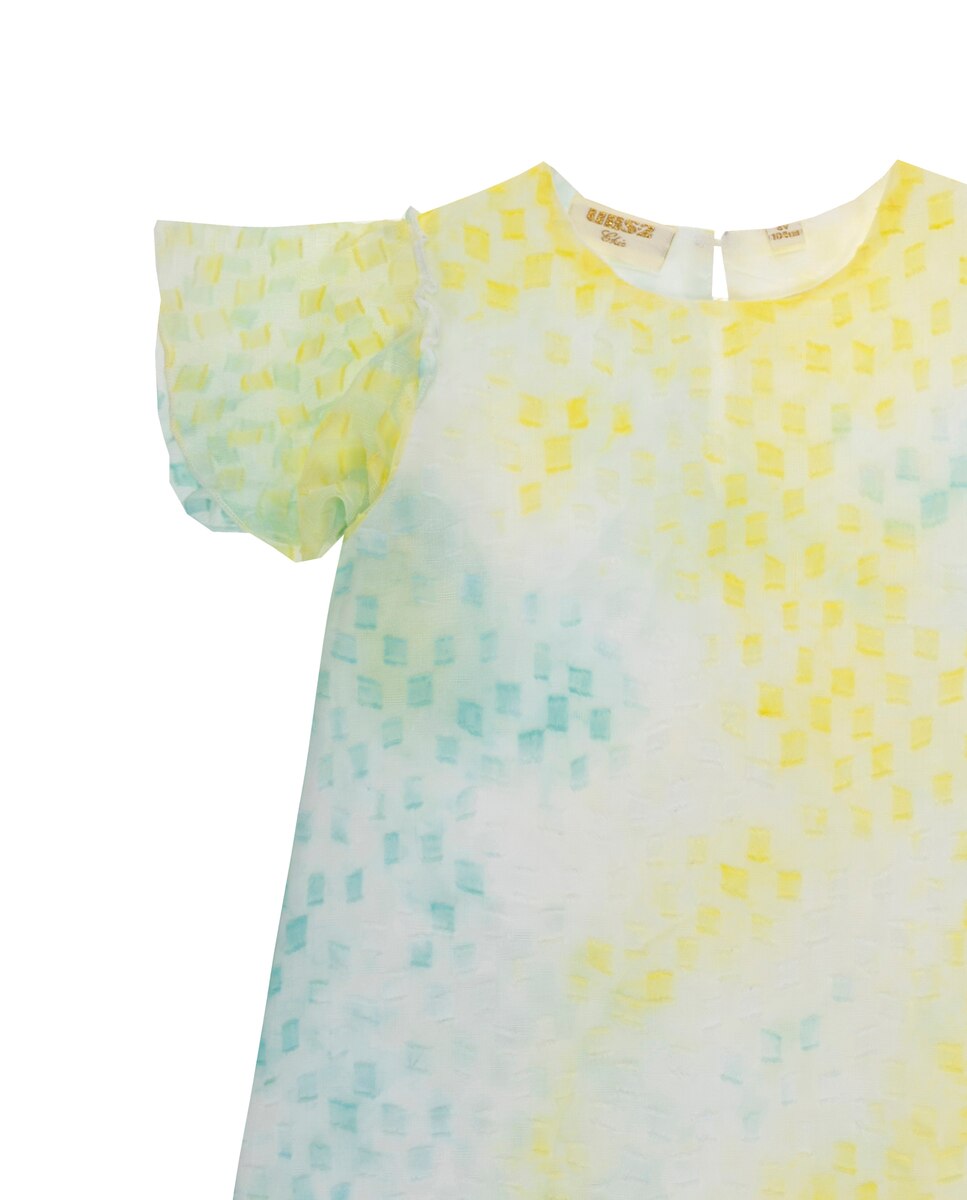 Vestido de niña en color blanco con efecto tie dye y manga corta · UBS2