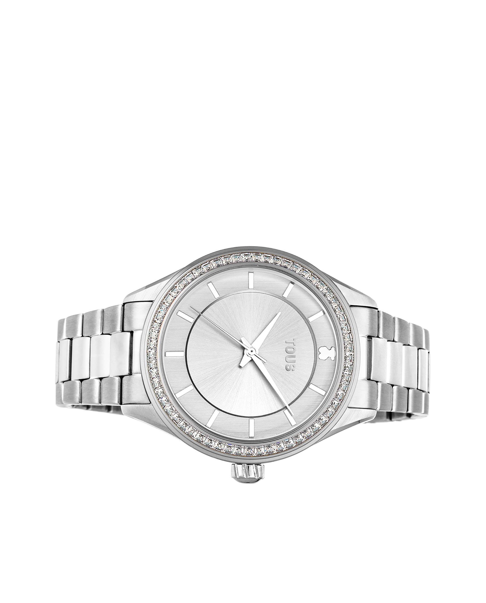 Reloj analógico de mujer tender shine de acero con zirconias cúbicas ...