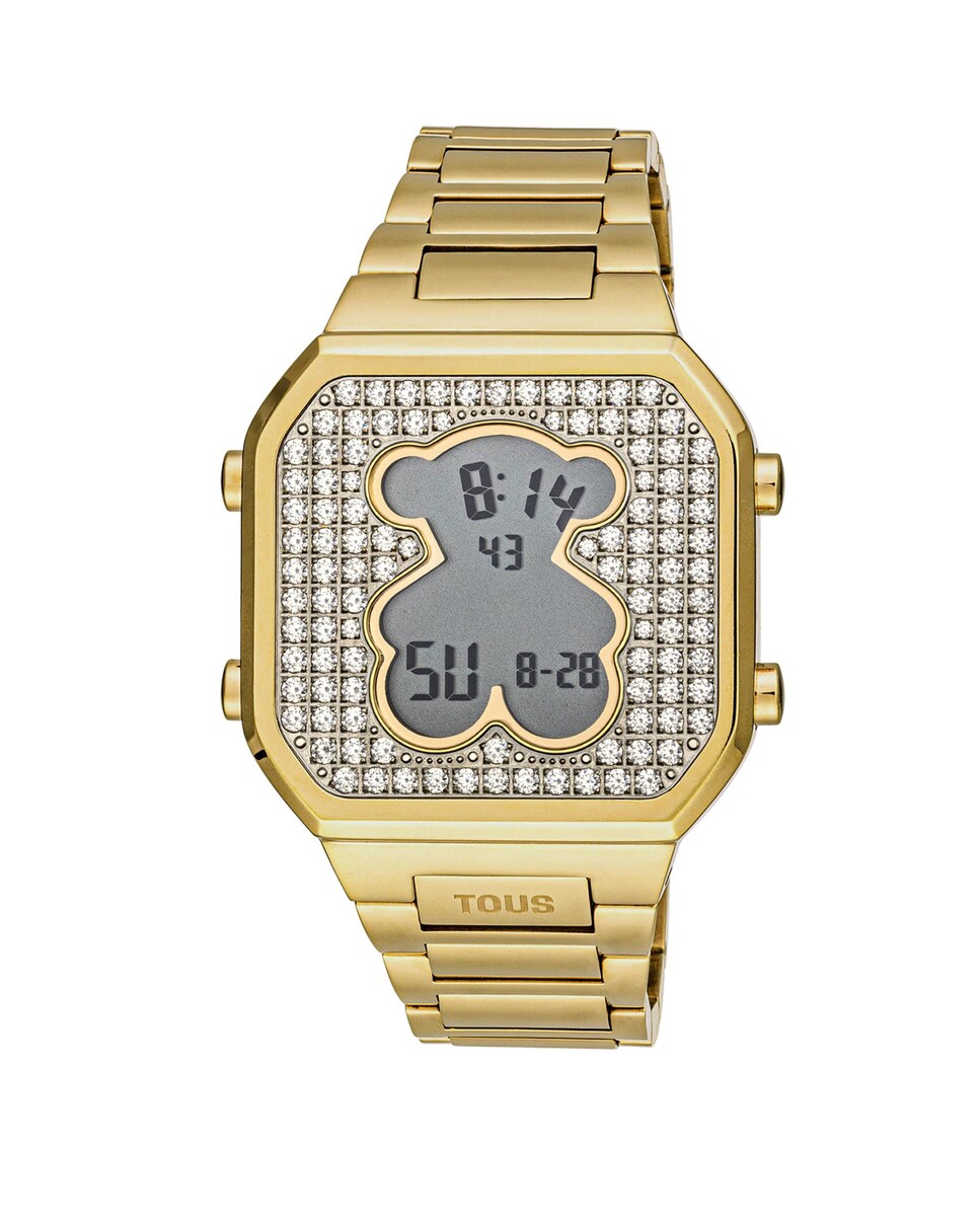 Reloj de mujer D-Bear digital de acero IPG dorado y zirconitas · Tous ...