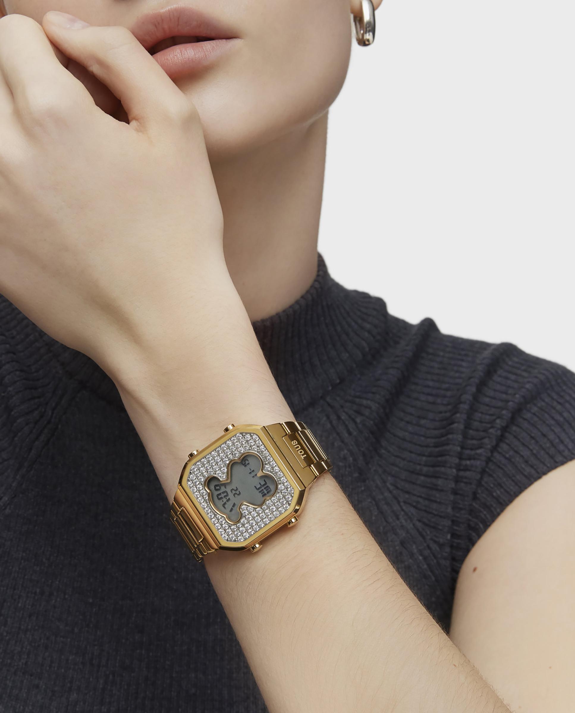 Reloj digital de mujer d-bear de acero ipg dorado y zirconitas Oro Tous ...