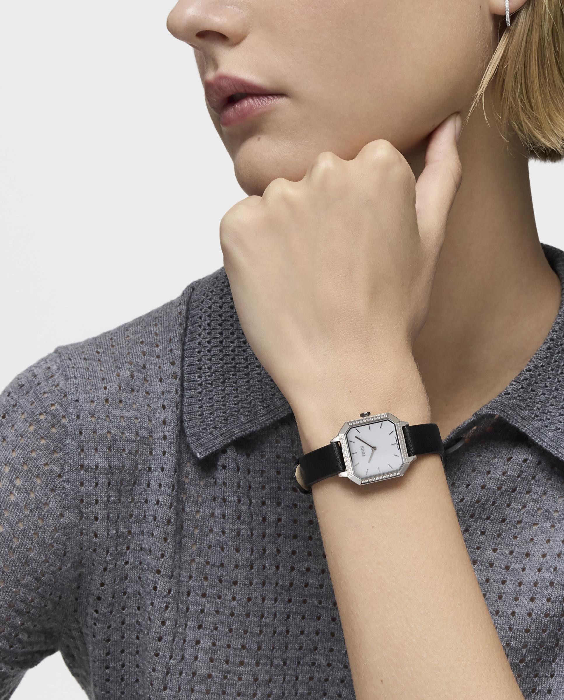 Reloj analógico de mujer boujee cuadrado con diamantes Negro / Plata ...
