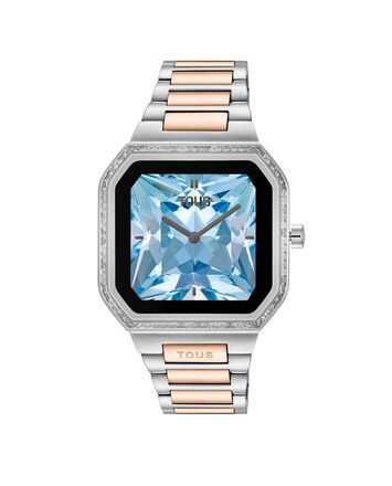 Smartwatch B-Connect con brazalete de acero con rosa y zirconitas ...