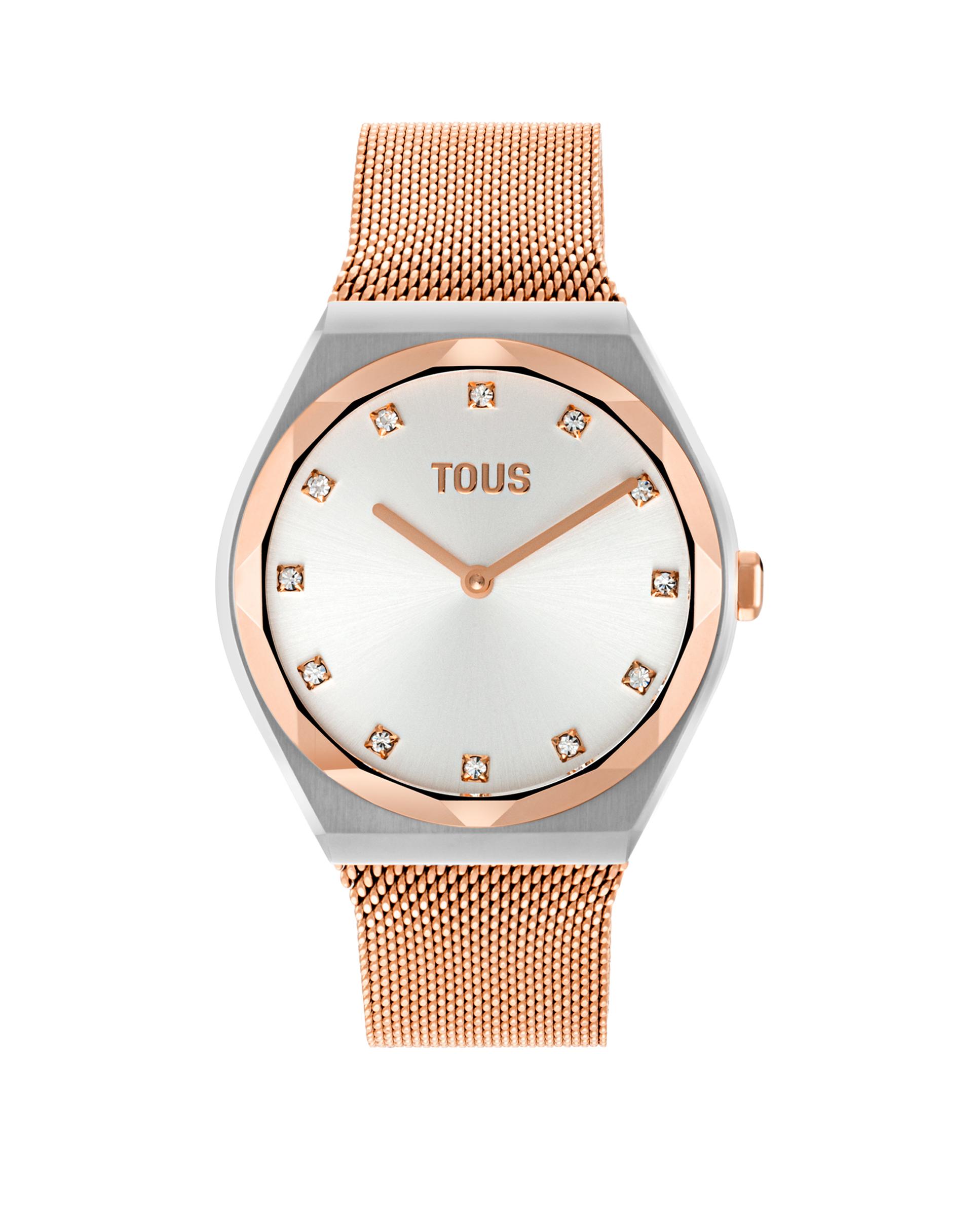 Reloj analógico karat round mesh con brazalete de acero y acero rosa ...