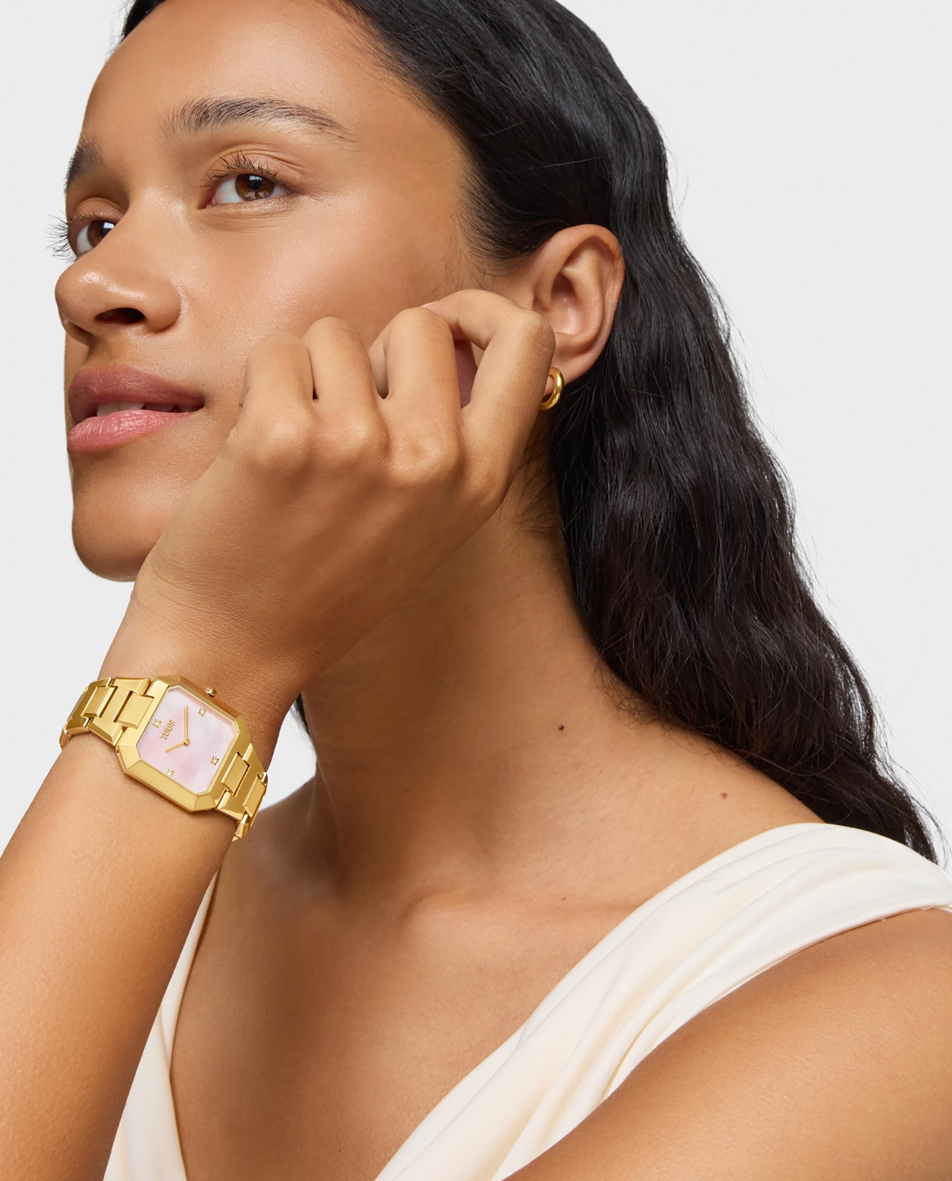 Reloj analógico de mujer karat con brazalete de acero dorado y esfera ...