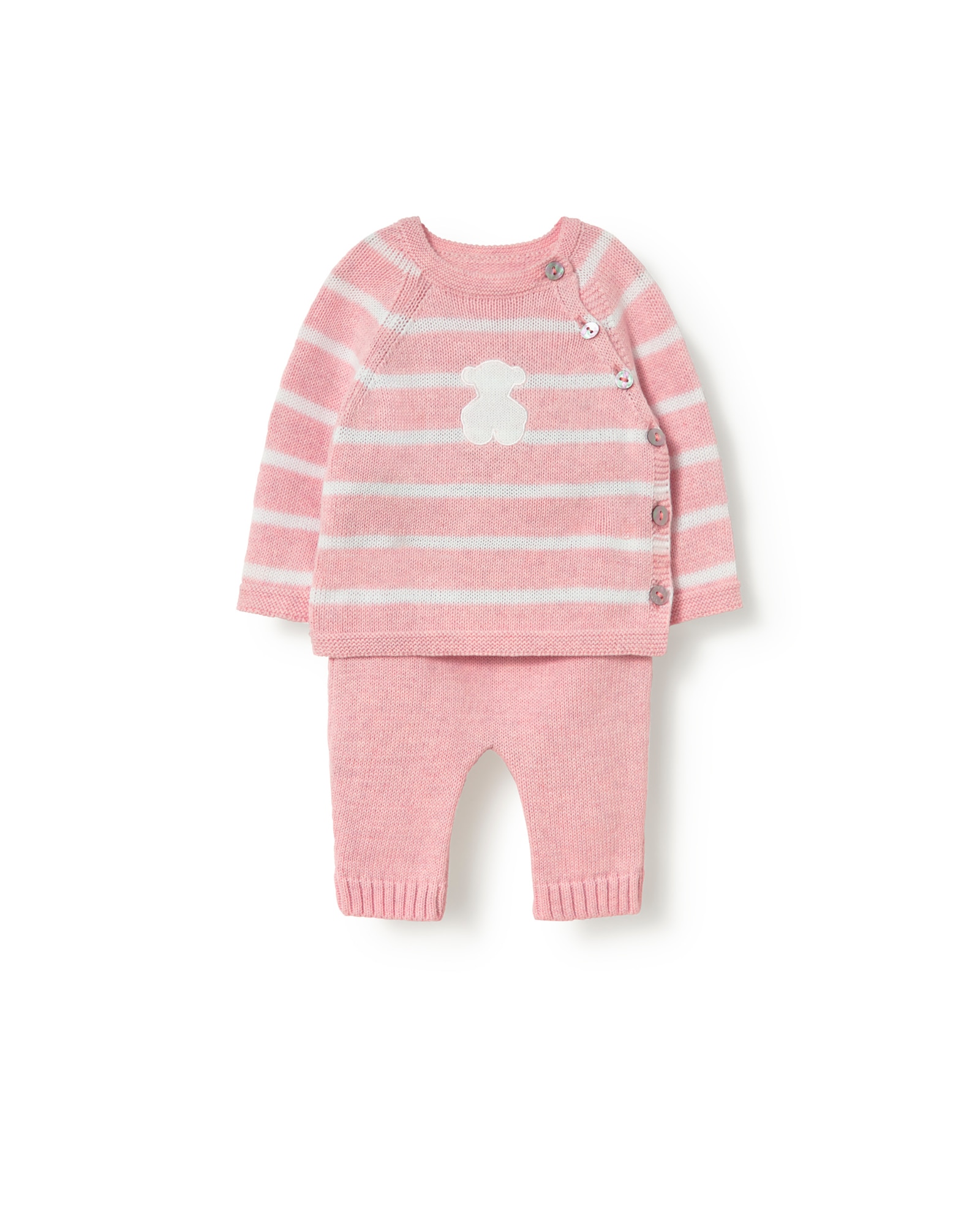 Conjunto de bebé niña en algodón orgánico de jersey y pantalón a rayas ...