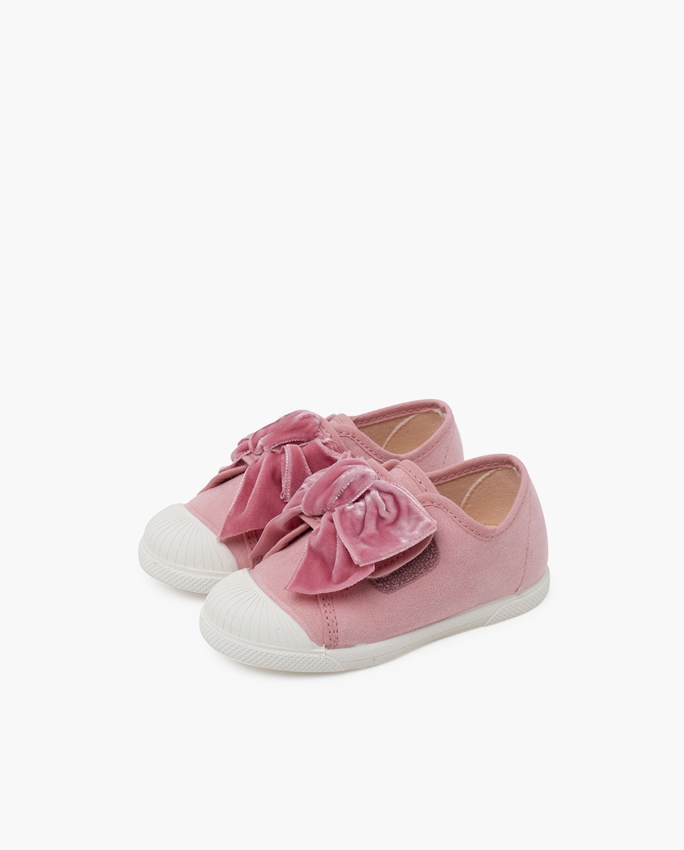 Zapatillas de lona de niña lazo terciopelo Rosa Pisamonas · El Corte Inglés