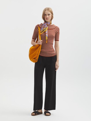 Pantalón recto de mujer de algodón con pinzas · Nice Things · El Corte Inglés