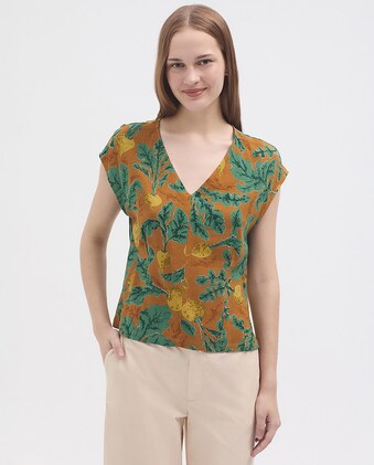 Top de mujer estampada con escote de pico · Nice Things · El Corte Inglés