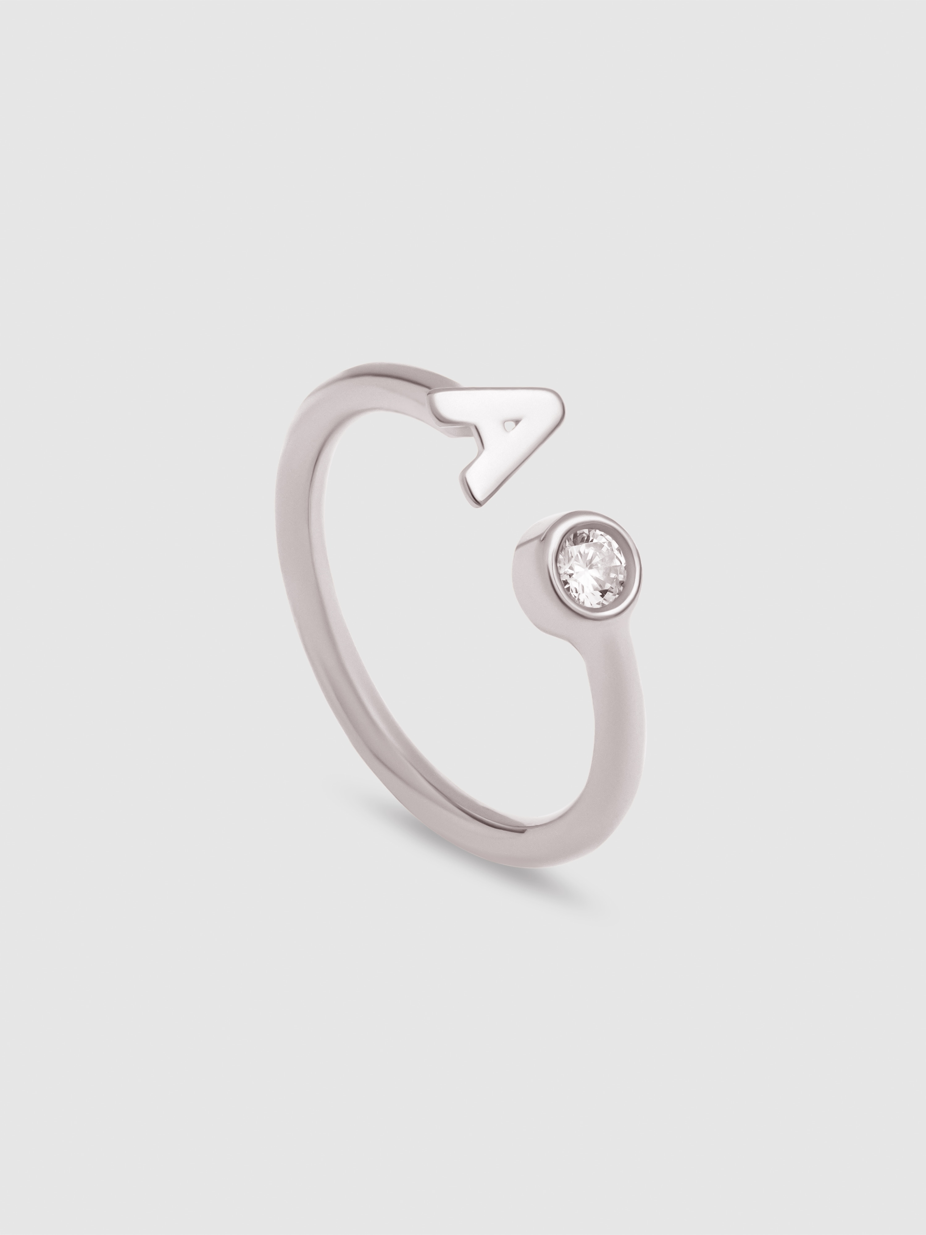 Anillo personalizado letter u de plata bañado en rodio Plateado ...