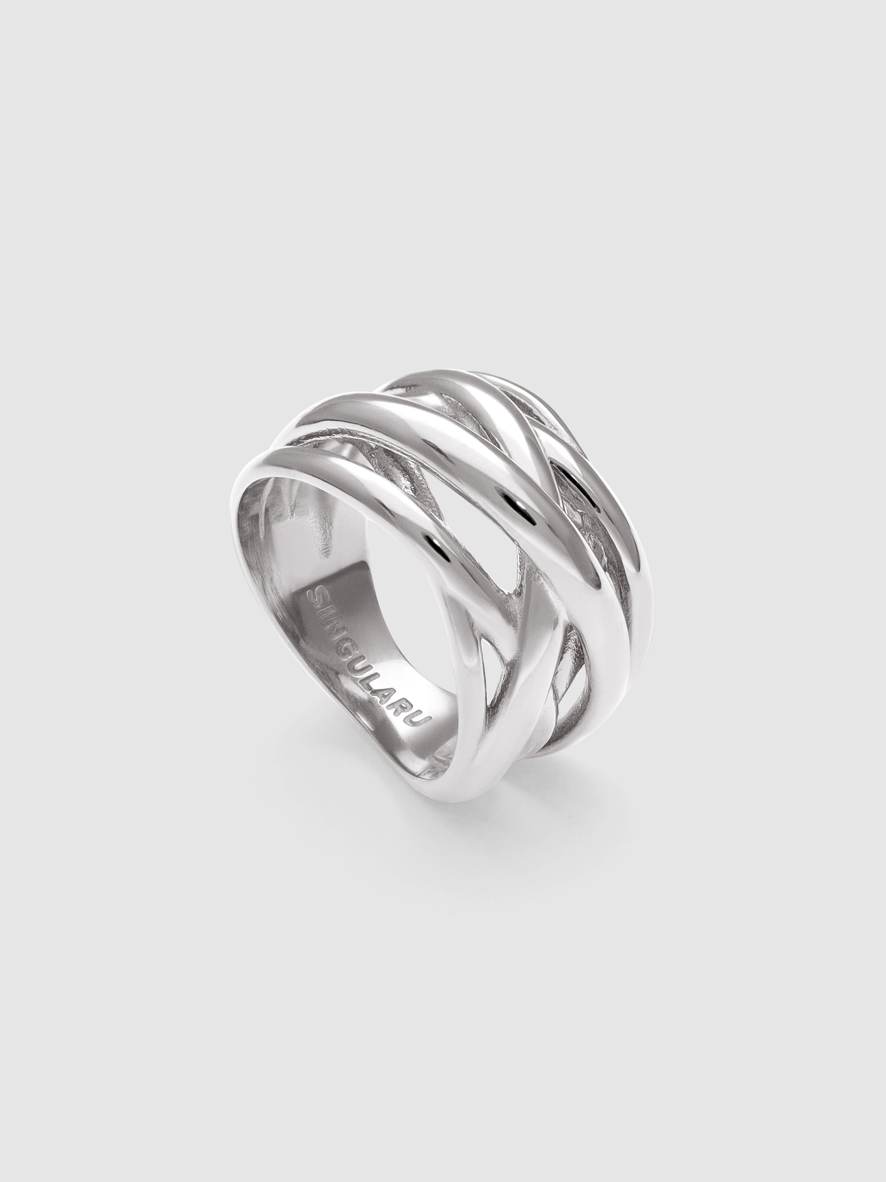 Anillo triple cross de acero Plateado Singularu · El Corte Inglés