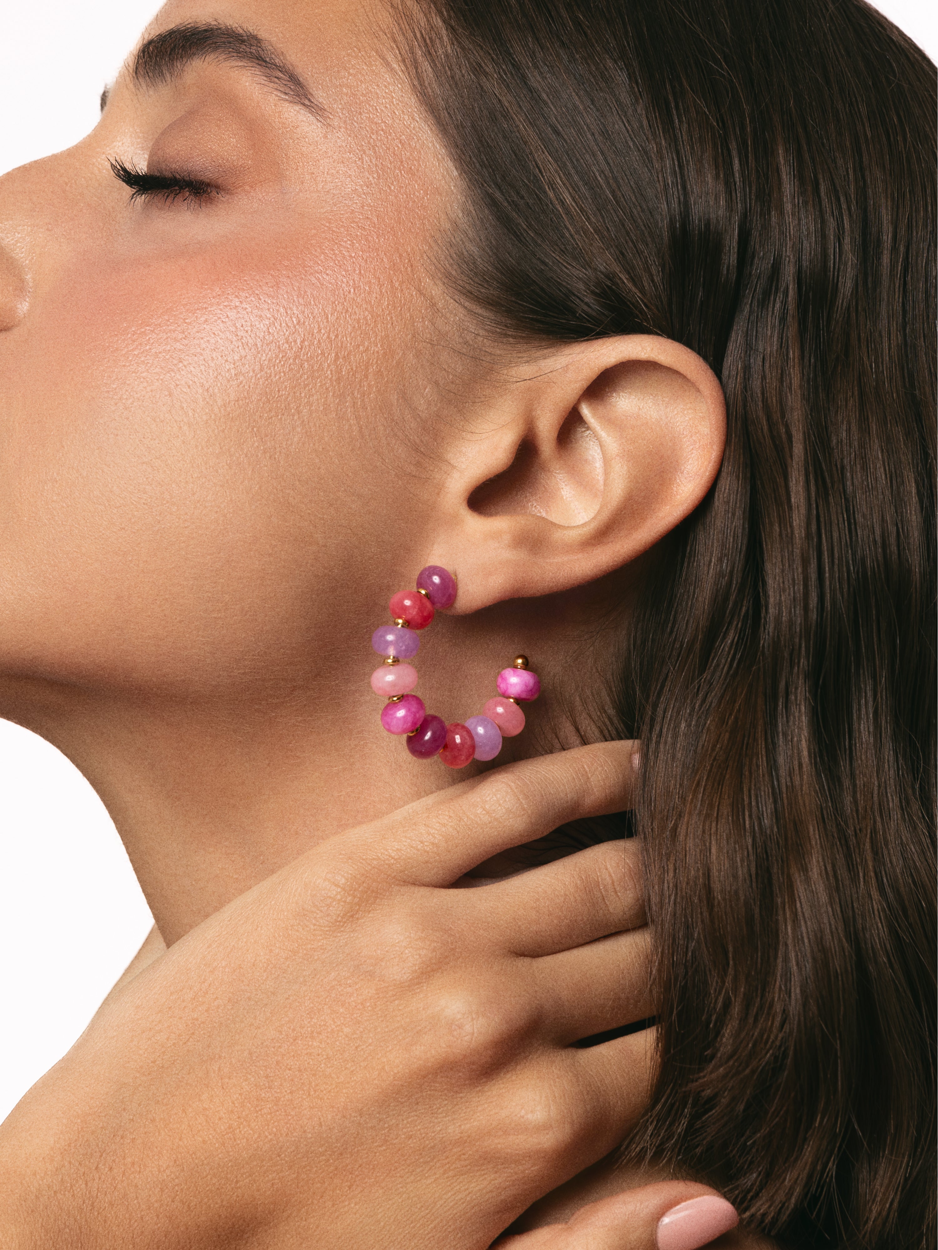 Pendientes rosé stones de acero bañado en oro Rosa Singularu · El Corte ...