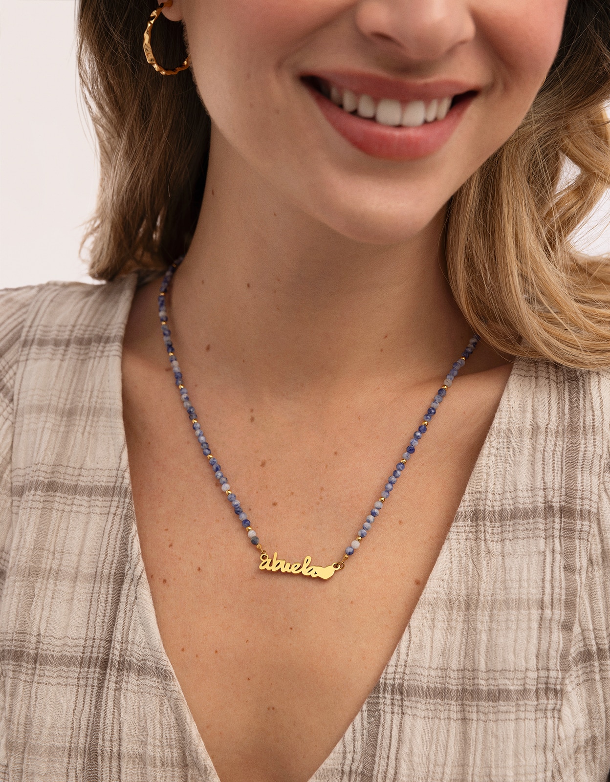 Collar abuela heart cianita de acero bañado en oro Azul · El Corte Inglés