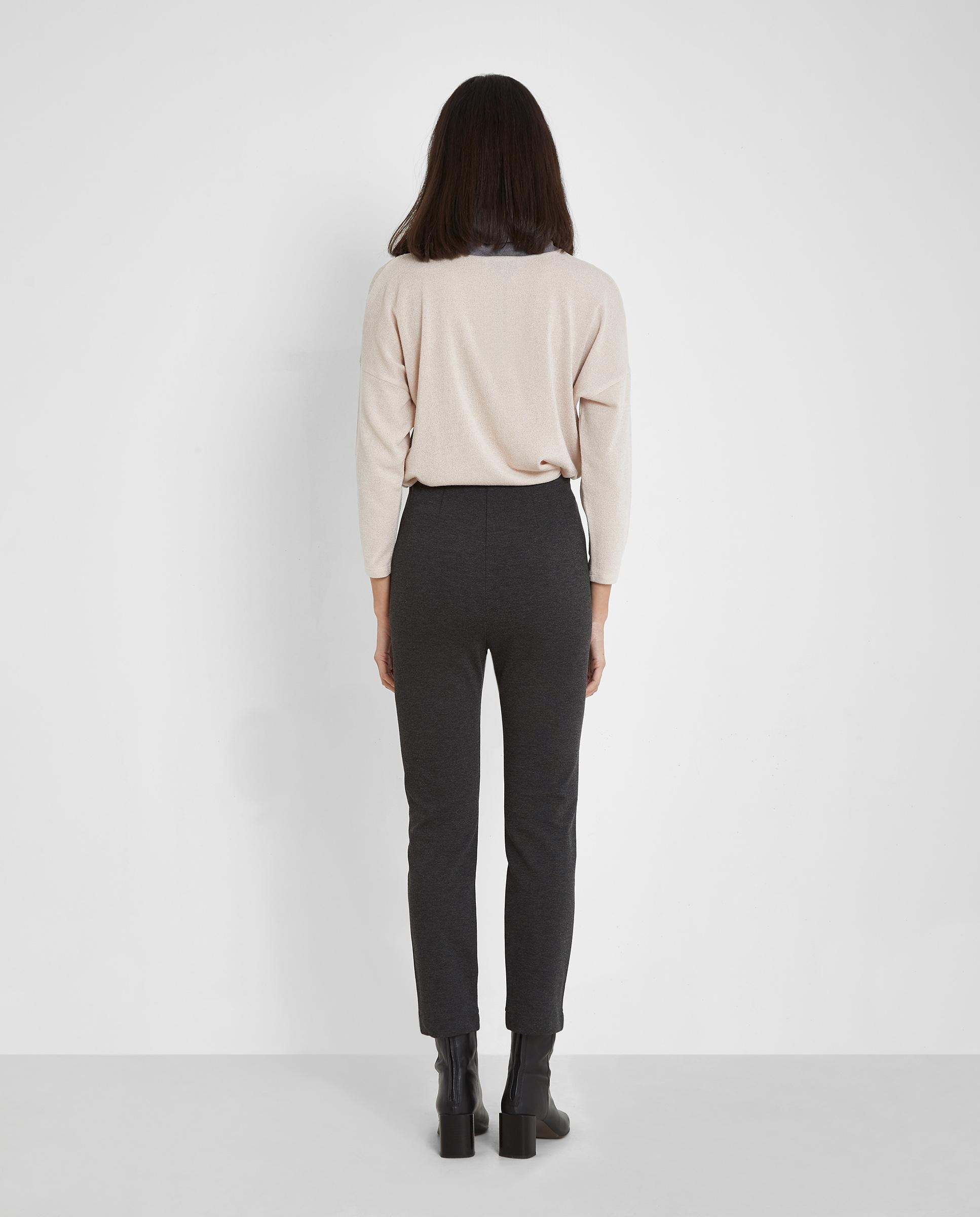 Pantalón recto de mujer elásticos con falsos bolsillos Gris oscuro ...