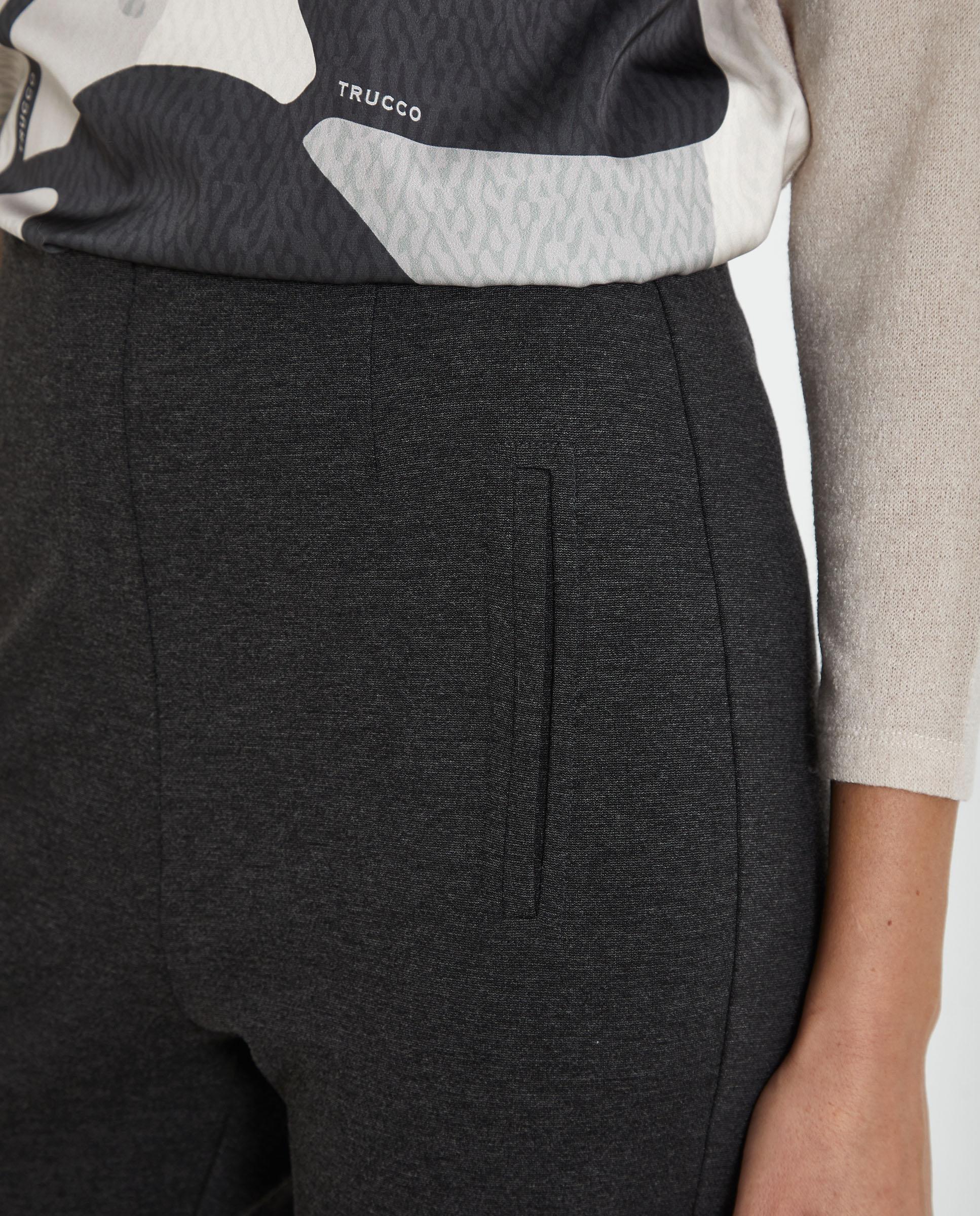 Pantalón recto de mujer elásticos con falsos bolsillos Gris oscuro ...