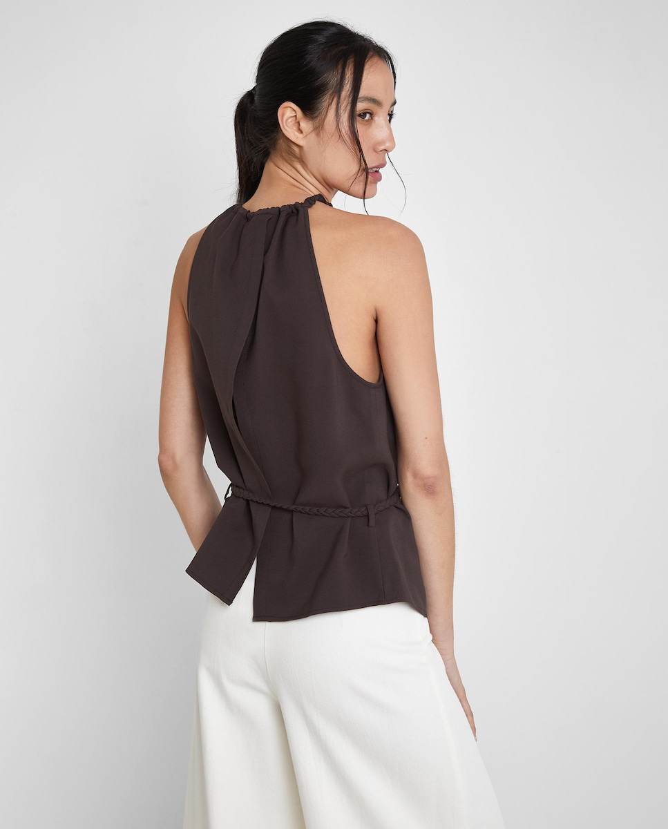 Top de mujer con cuello halter y cinturón trenzado · Trucco · El Corte ...