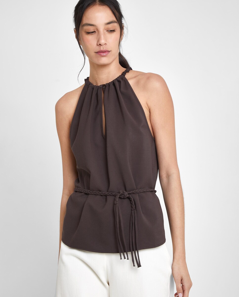 Top de mujer con cuello halter y cinturón trenzado · Trucco · El Corte ...