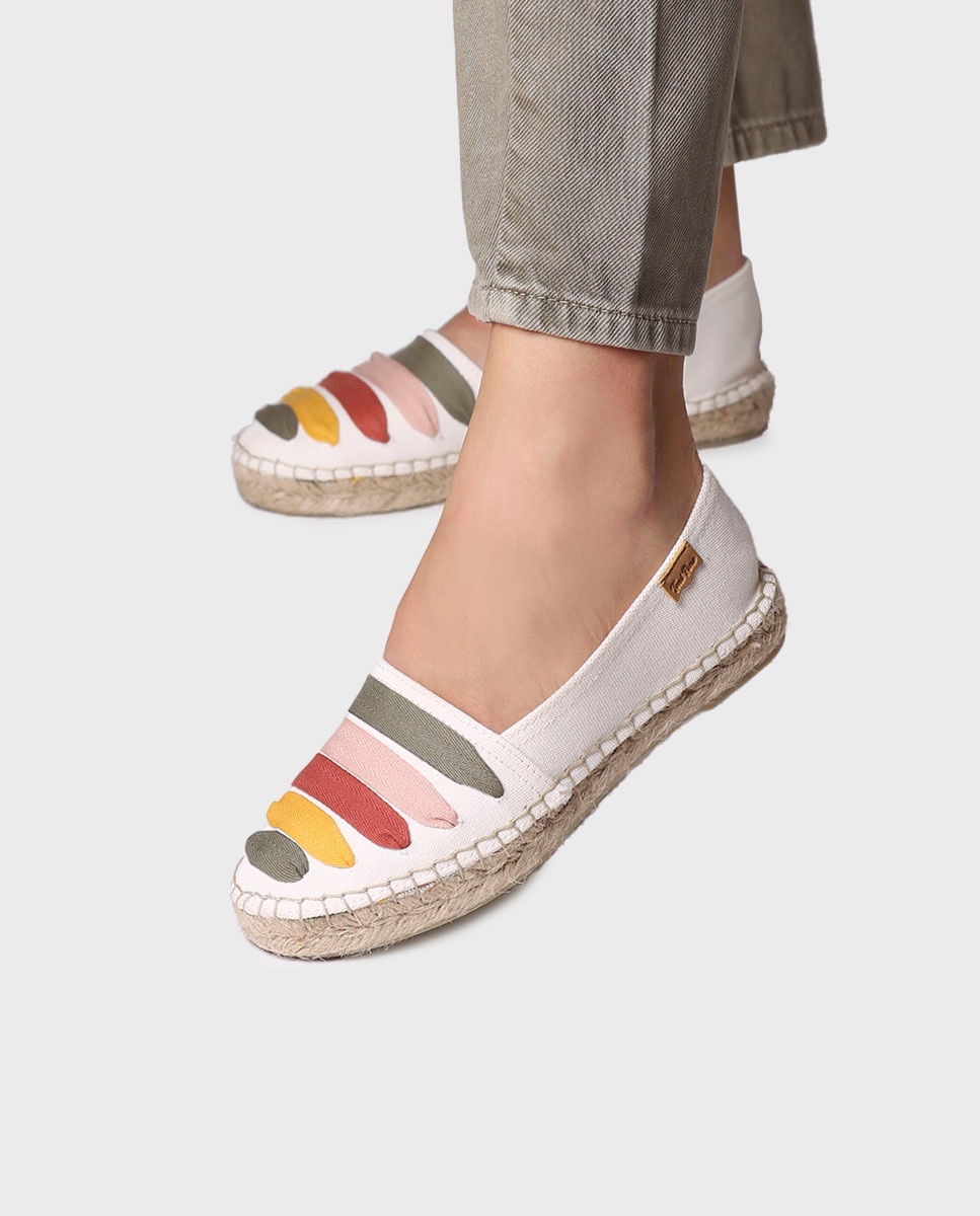 Alpargatas planas de mujer de algodón con cintas Multicolor Toni Pons ...
